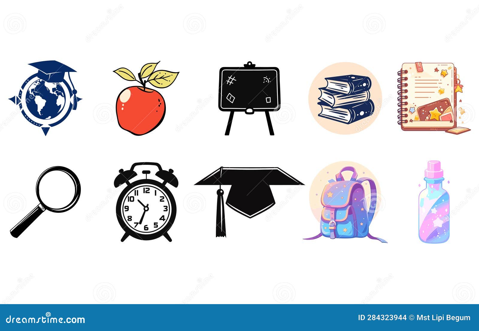 Flat Vector Set of Compositions with Objects Related To Education Theme ...