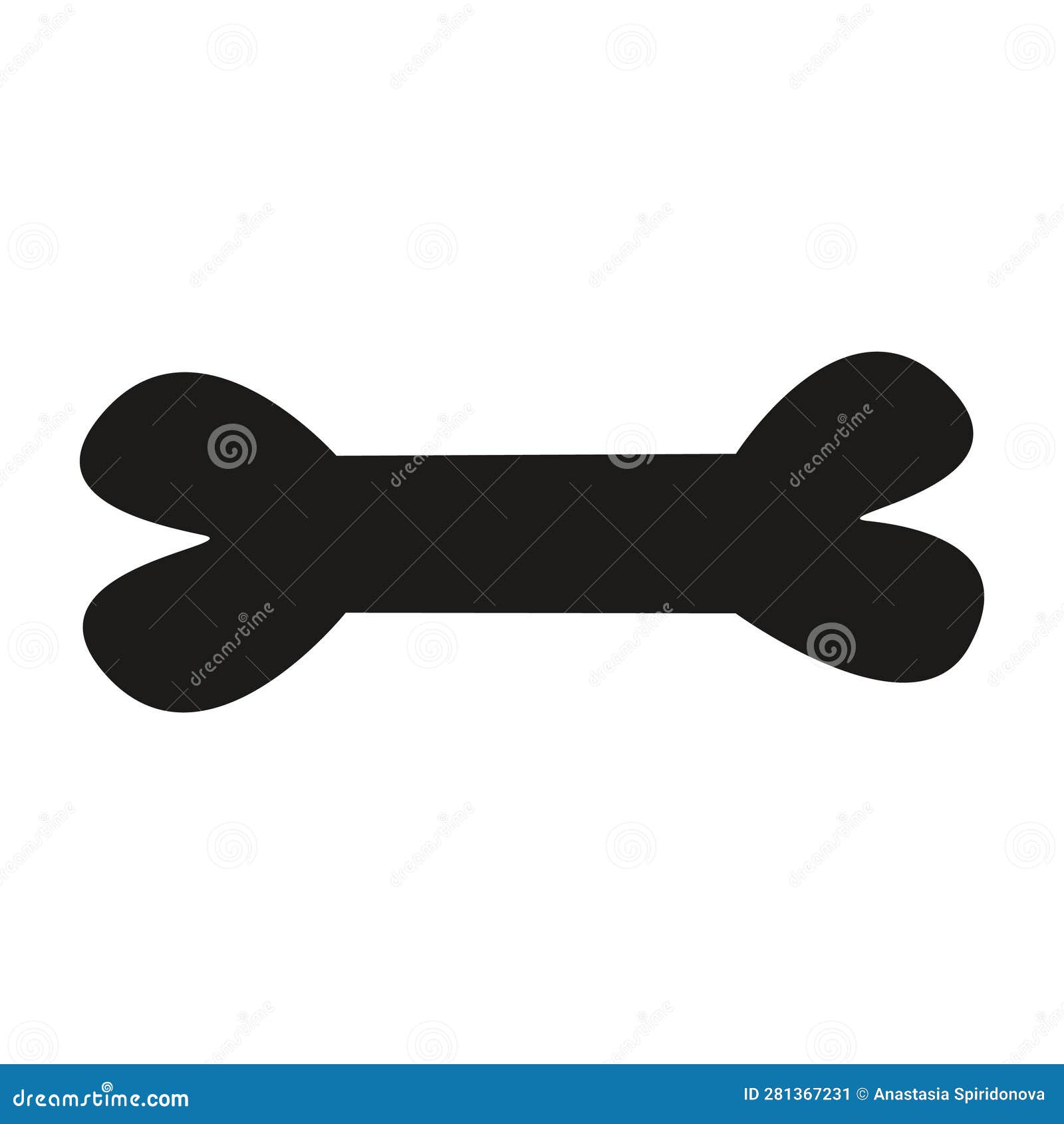 Flat Vector Silhouette Illustration of Bone Stock Vector - Illustration ...