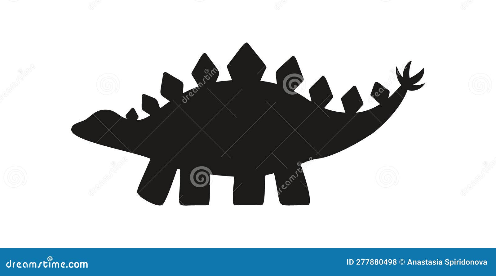 Flat Vector Silhouette Illustration of Stegosaurus Dinosaur Stock ...