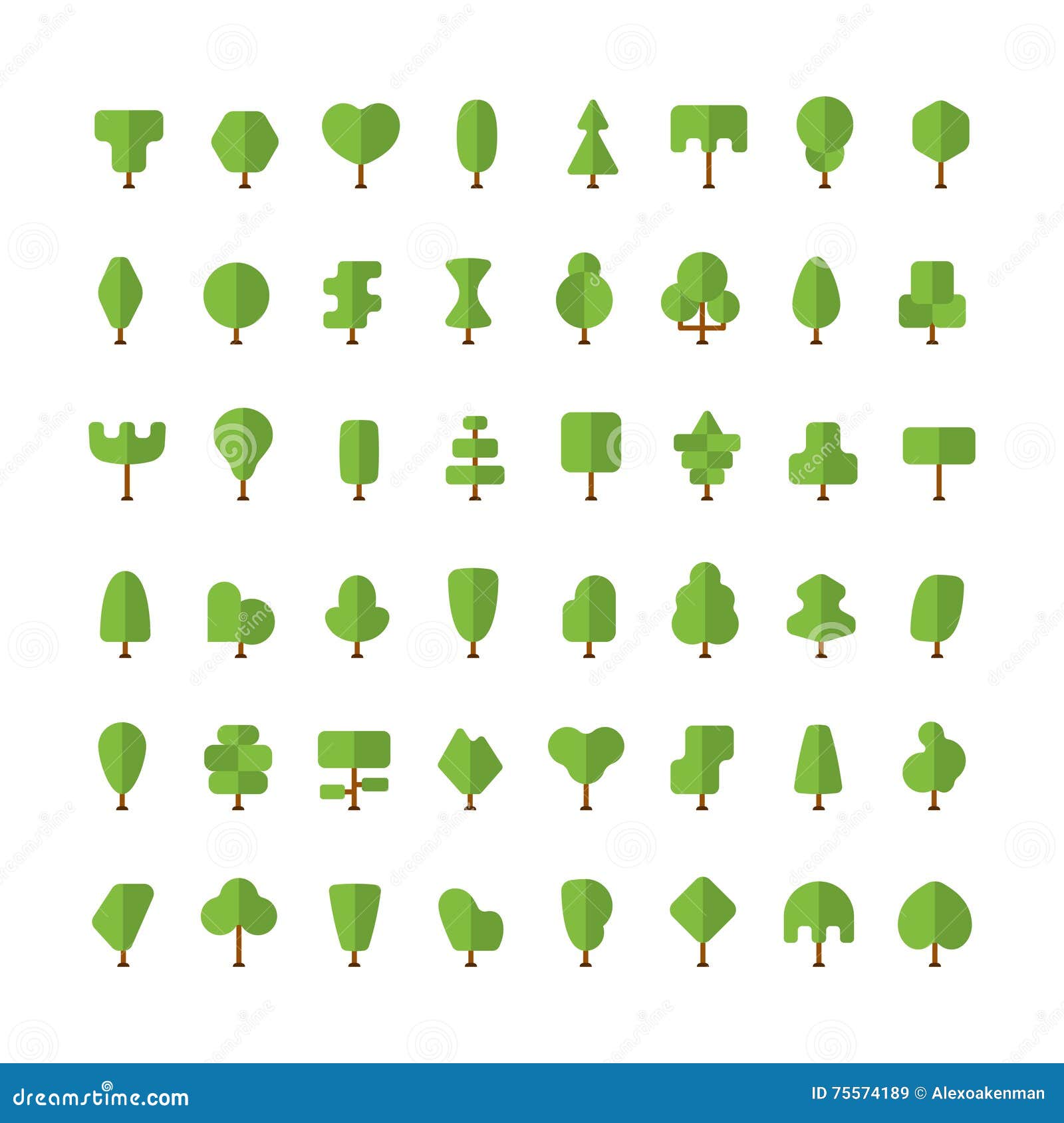 Set Of Simple Trees, Conceptual Minimal Design, Geometric Shapes. Hand ...