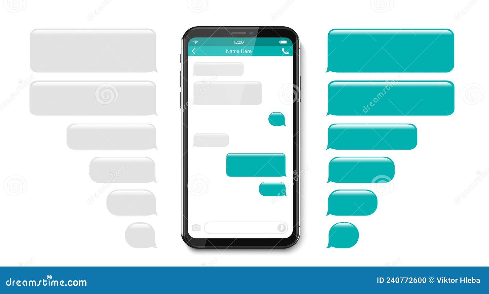 Flat Vector Smartphone Sms App Template. Chat Interface Stock Vector ...