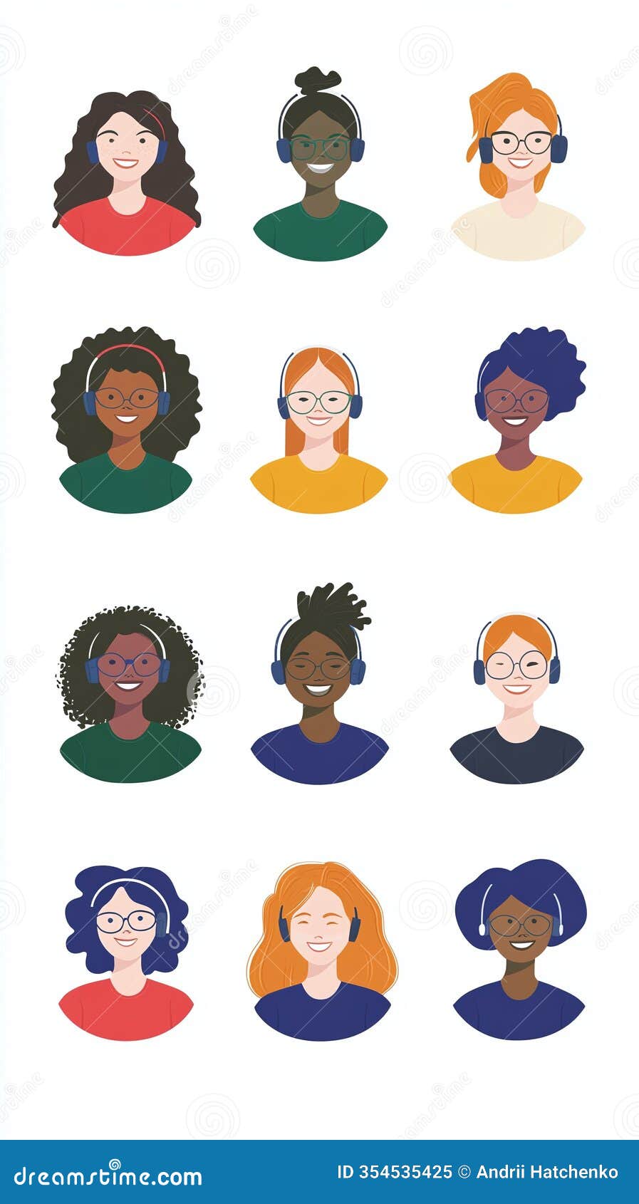Flat Vector Smiling Avatars in Customer Support Roles Promoting ...