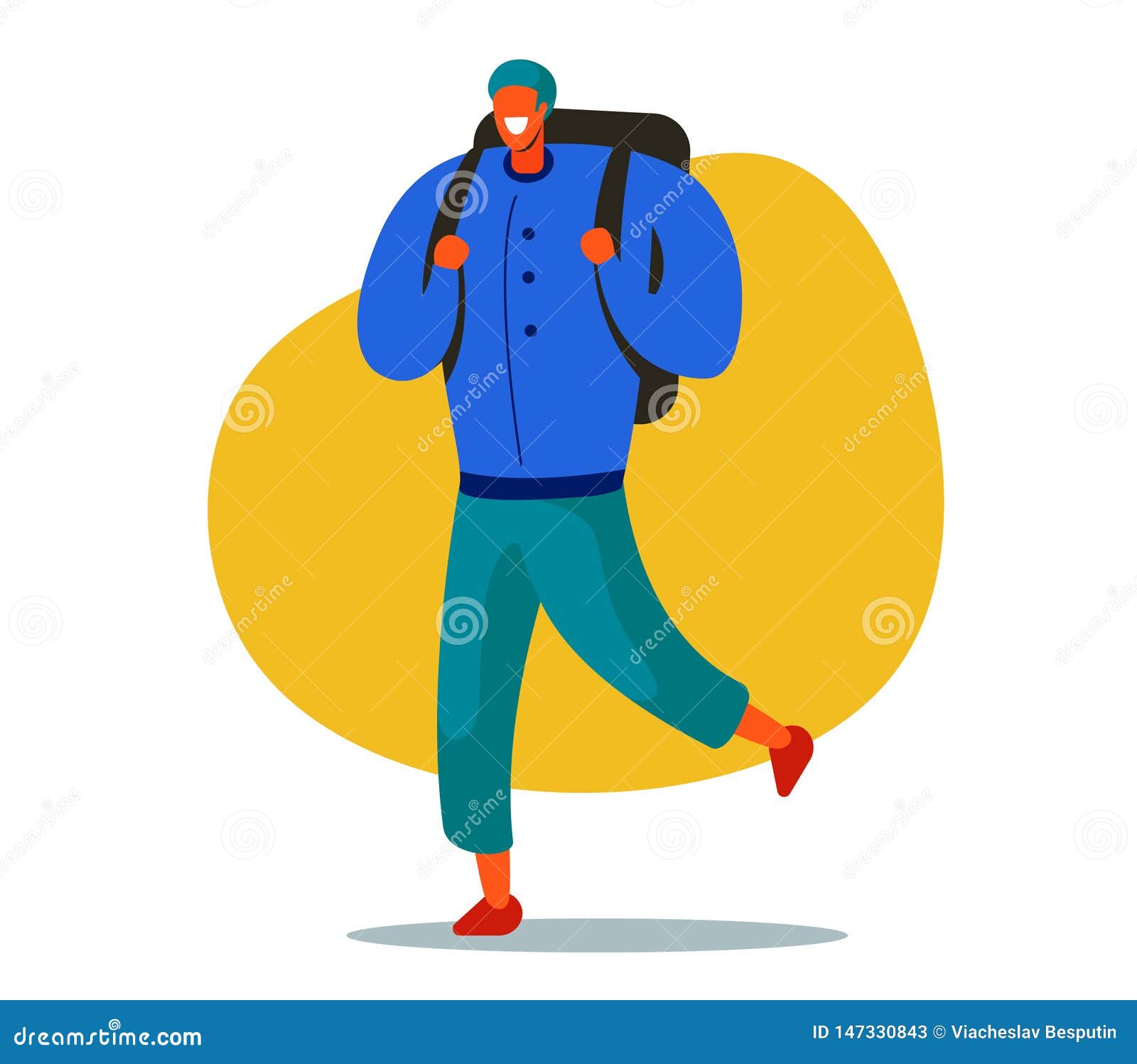 Character with a backpack. stock vector. Illustration of lifestyle ...