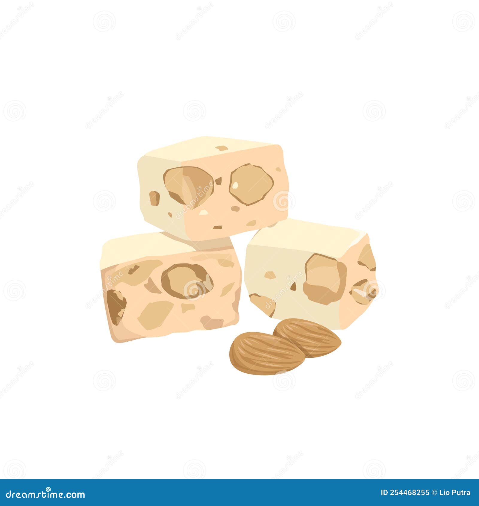 Flat Vector of Turkish Delight Nougat Pieces. Stock Vector ...
