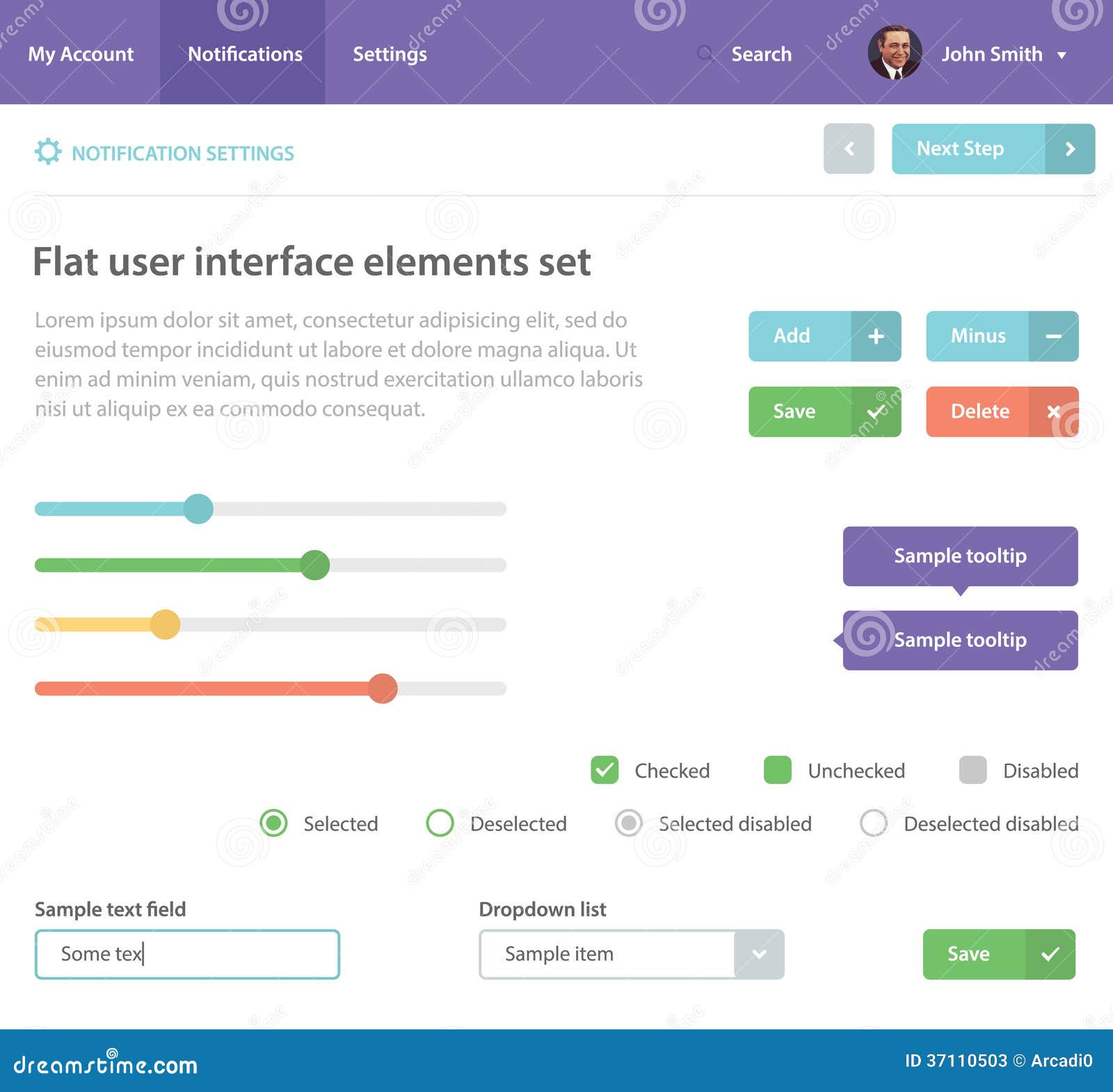 Flat Vector UI Elements Kit Stock Vector - Illustration of calendar ...