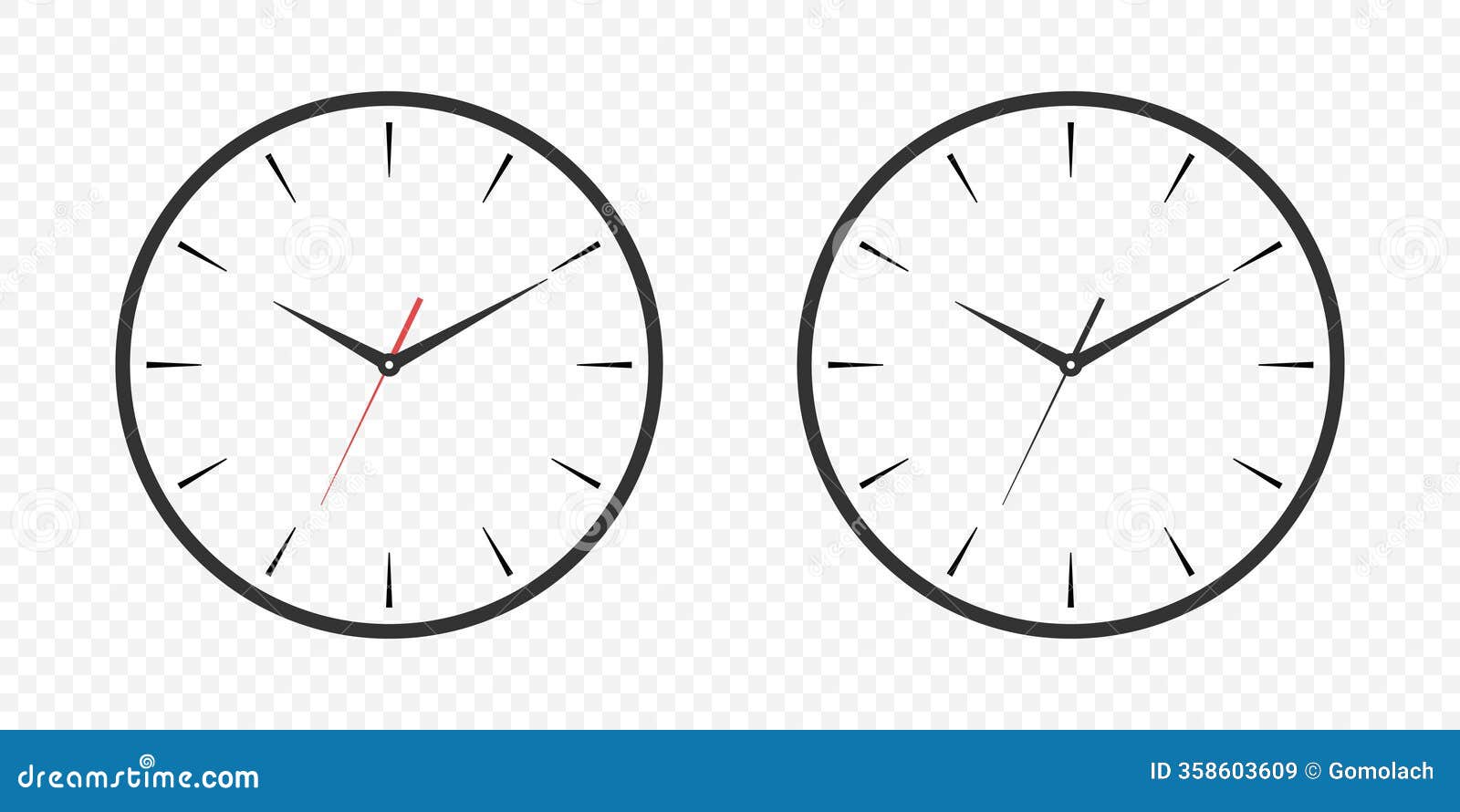 Flat Vector Wall Office Clock Face Set. Clock Dial and Clock Hands ...