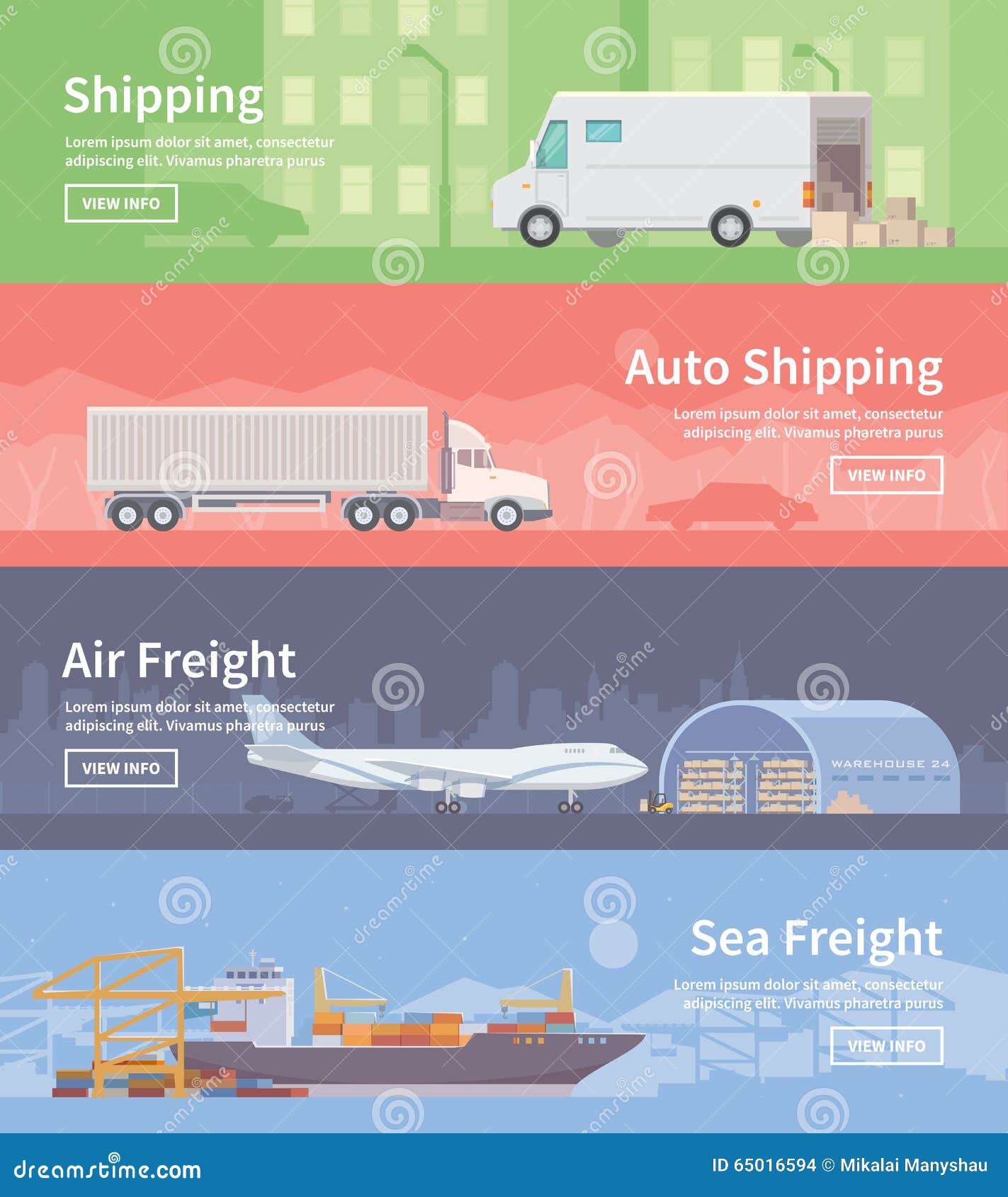 Flat Vector Web Banner. Logistics. Part 1 Stock Vector - Illustration ...