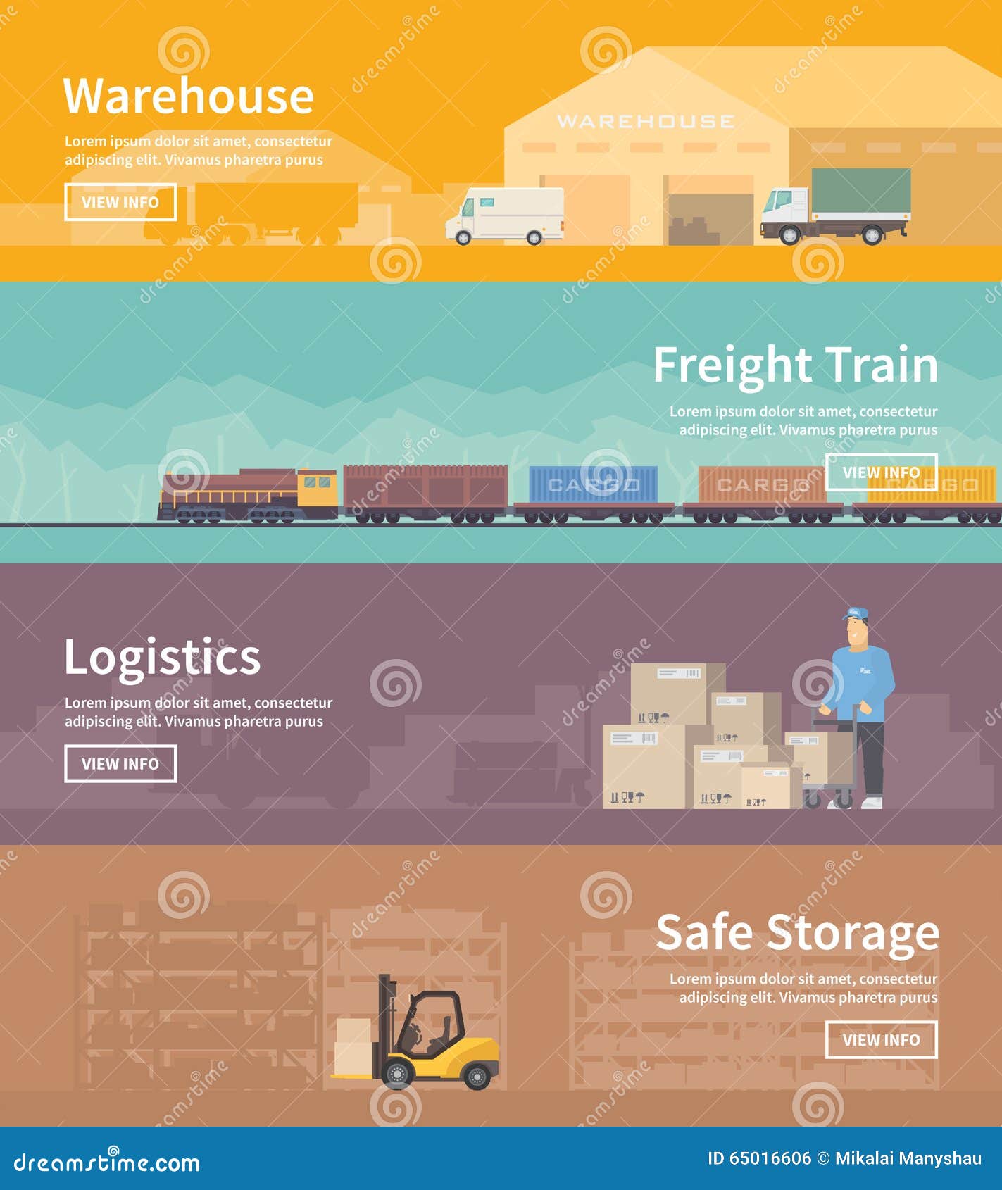 Flat Vector Web Banner. Logistics. Part 2 Stock Vector - Illustration ...