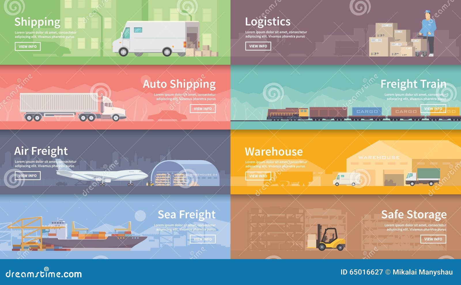 Flat Vector Web Banner. Logistics. Stock Vector - Illustration of ...