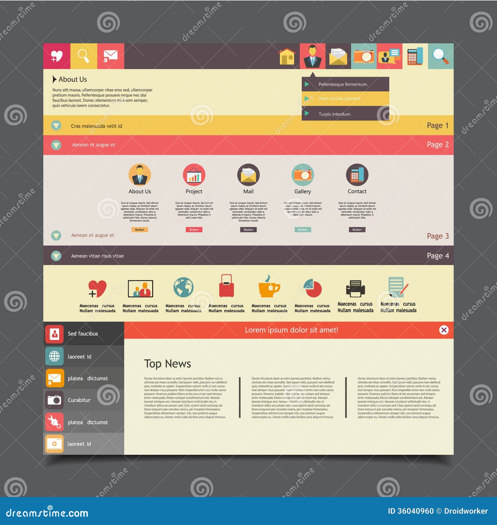 Flat Vector Website Template for Business Stock Vector - Illustration ...