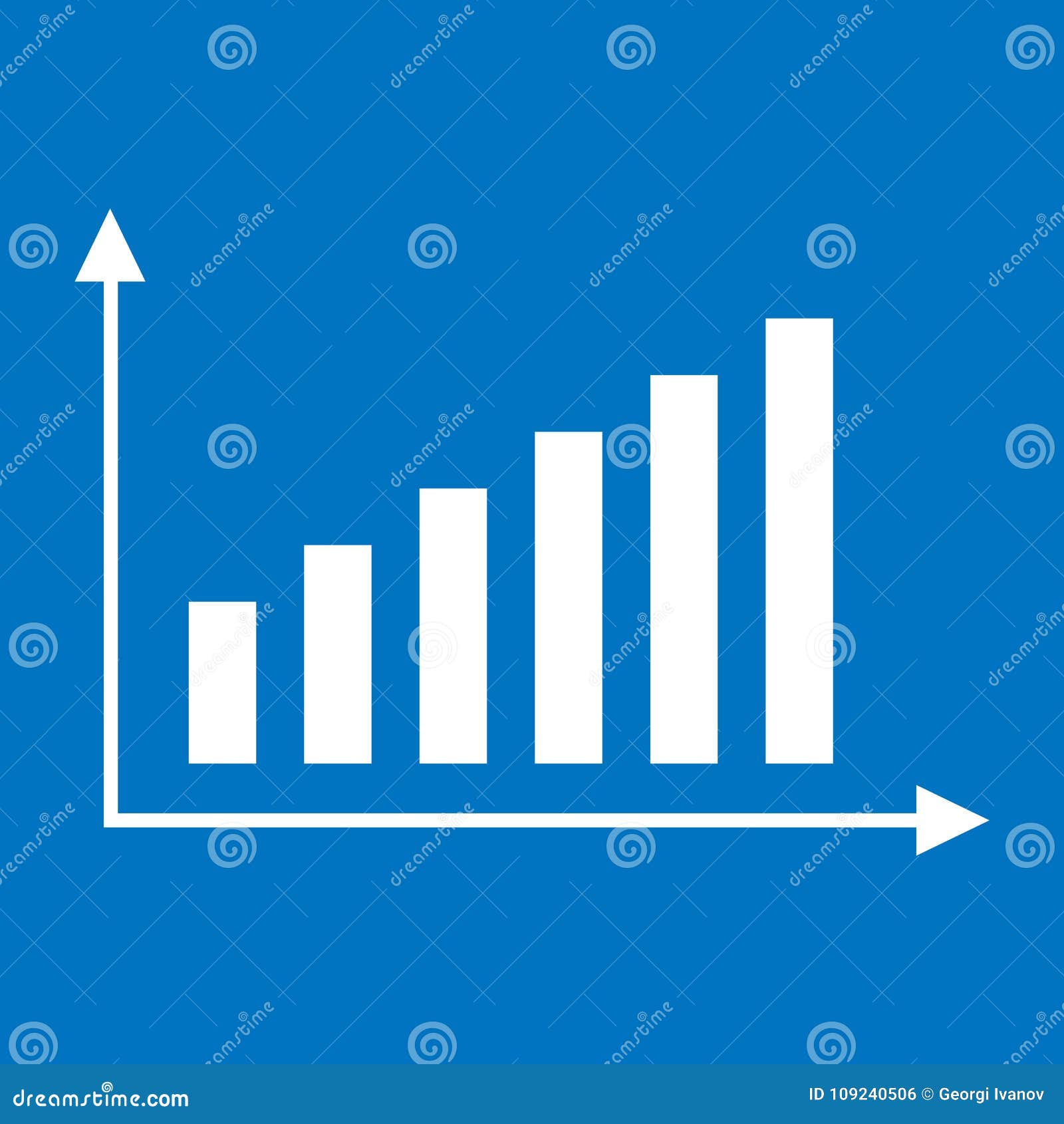Up Trending Graph. White on Blue Stock Vector - Illustration of chart ...