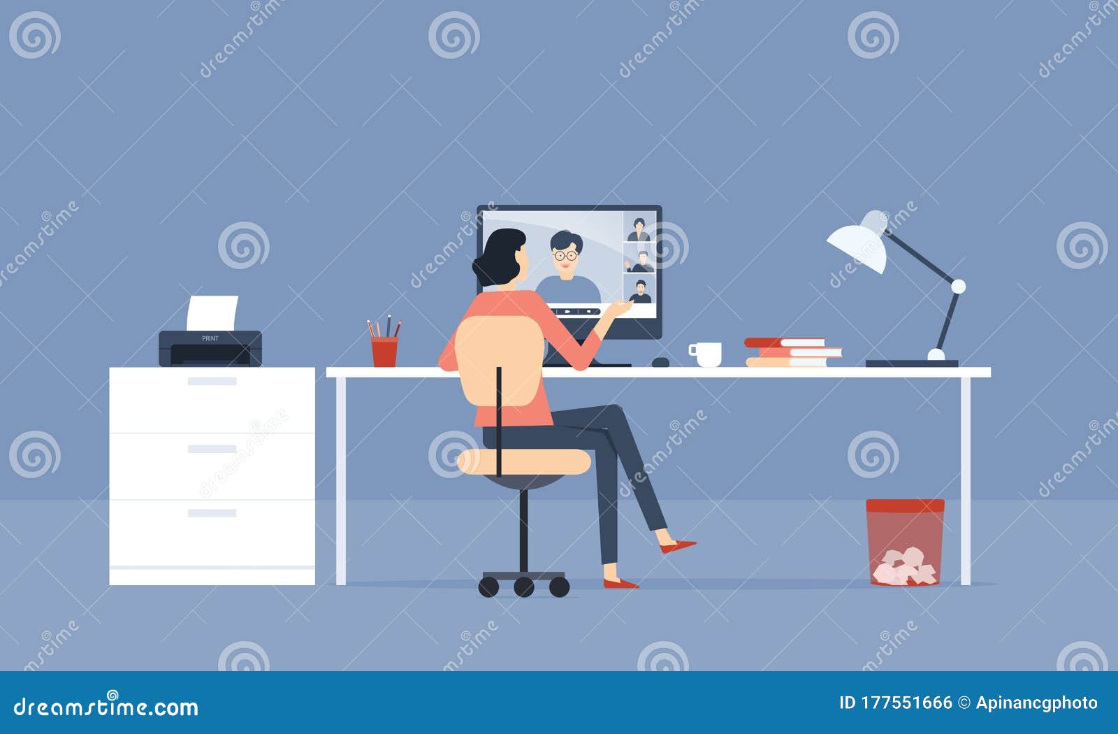 Flat Vector Work from Home Workplace Concept and Business Smart Working ...
