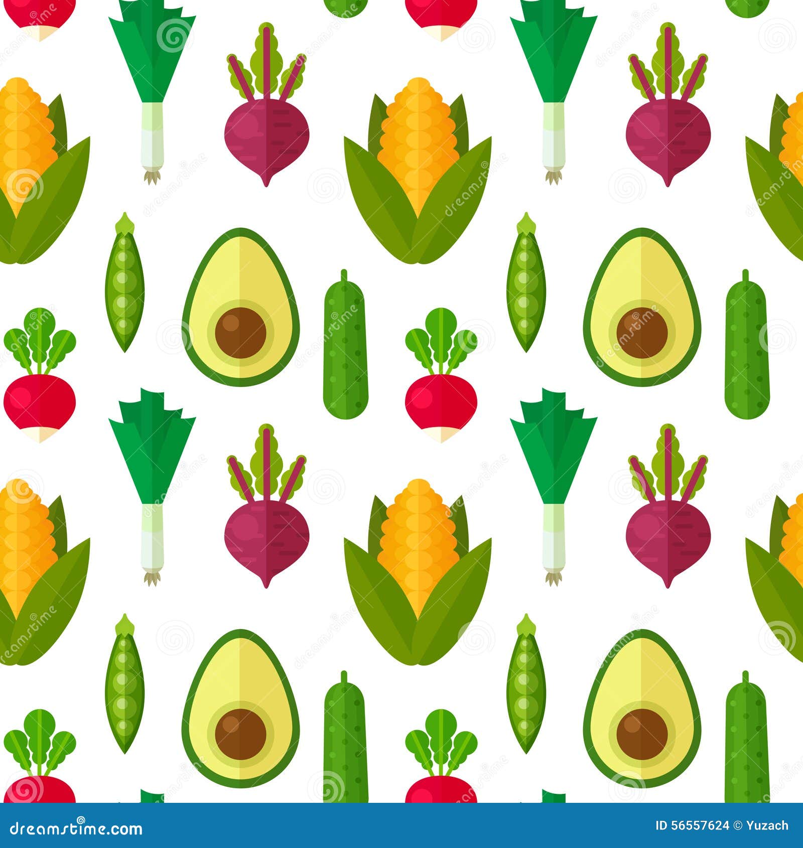 Flat Vegetables Seamless Pattern Stock Illustration - Illustration of ...