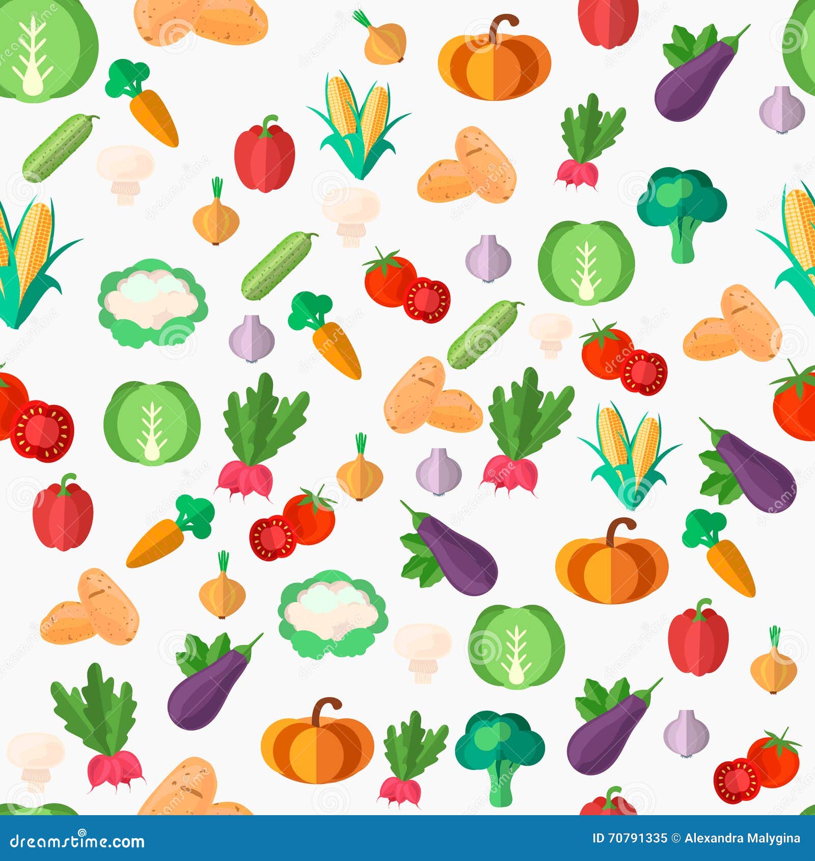 Flat Vegetables Seamless Pattern Stock Vector - Illustration of nature ...
