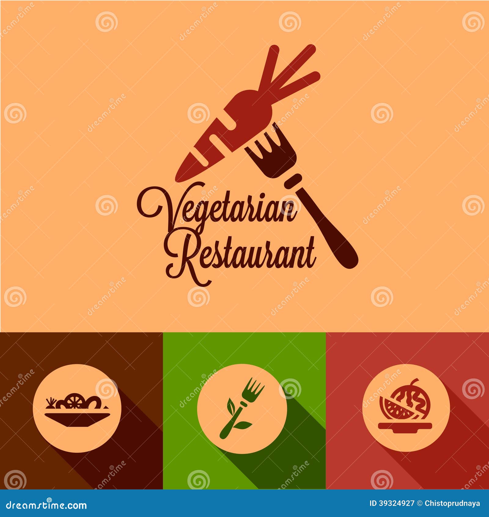 Flat Vegetarian Restaurant Icons Stock Vector - Illustration of cooking ...