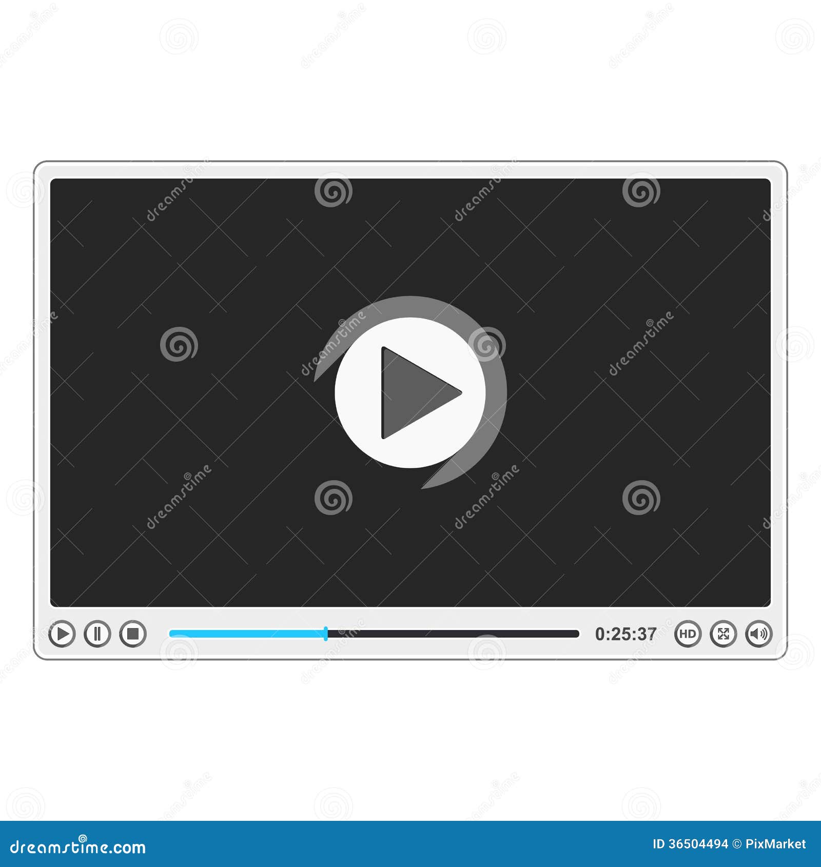 Flat Video Player stock vector. Illustration of progress - 36504494