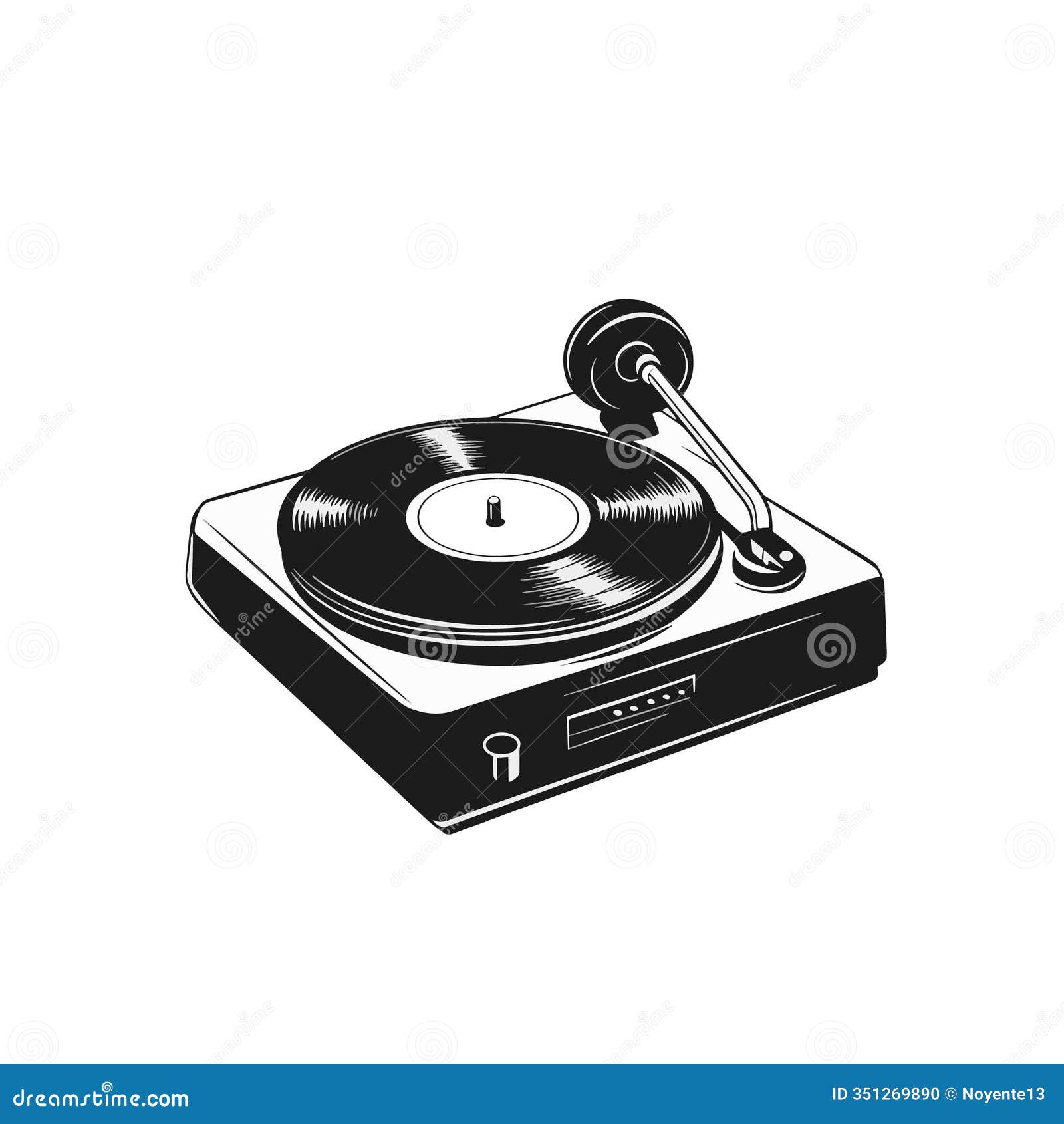 Flat Vintage Record Player Spinning a Vinyl Record Vector Stock ...