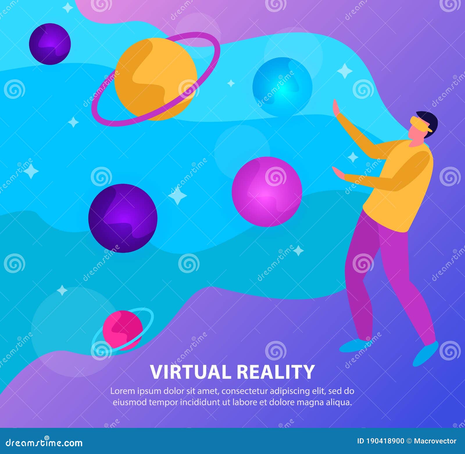 Flat Virtual Reality Background Stock Illustration - Illustration of ...