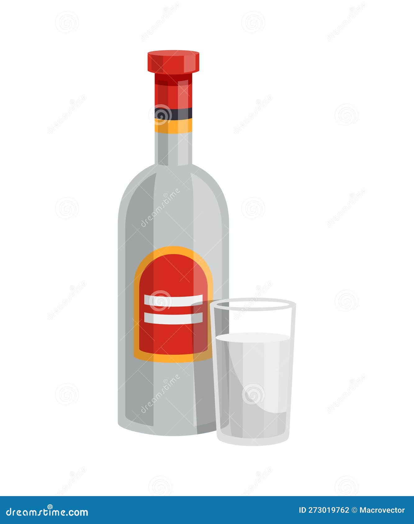 Flat Vodka Illustration stock vector. Illustration of solitude - 273019762