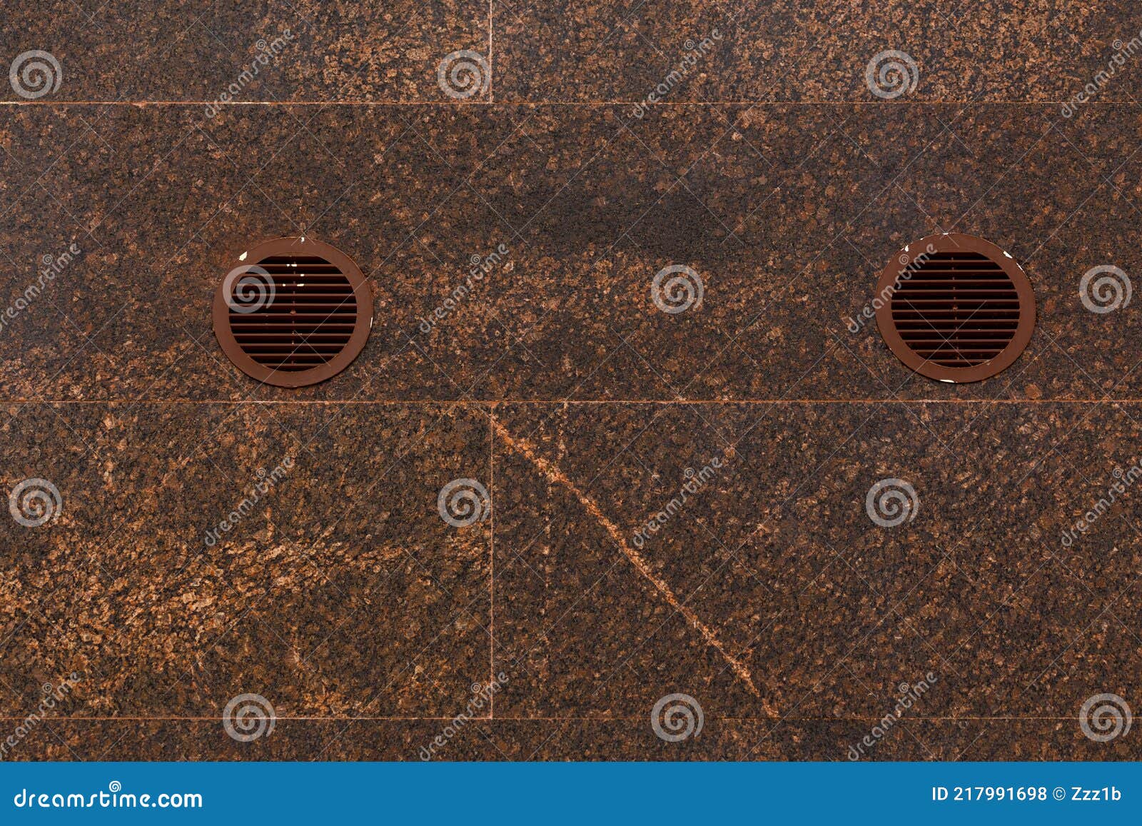 Flat Wall Covered with Rectangular Natural Tan Brown Granite Tiles with ...