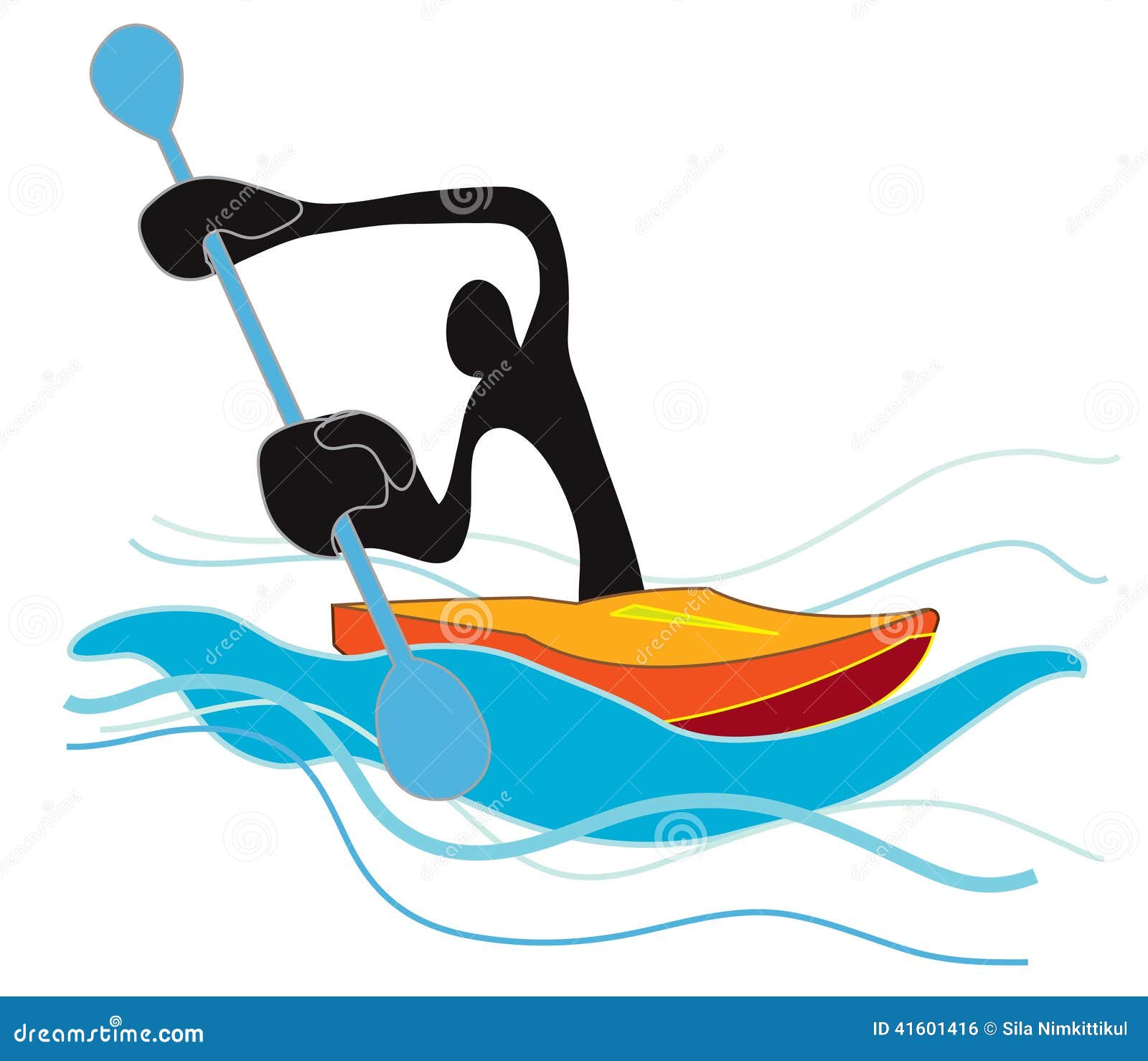Flat Water Canoe Shadow Man Vector Illustration | CartoonDealer.com ...