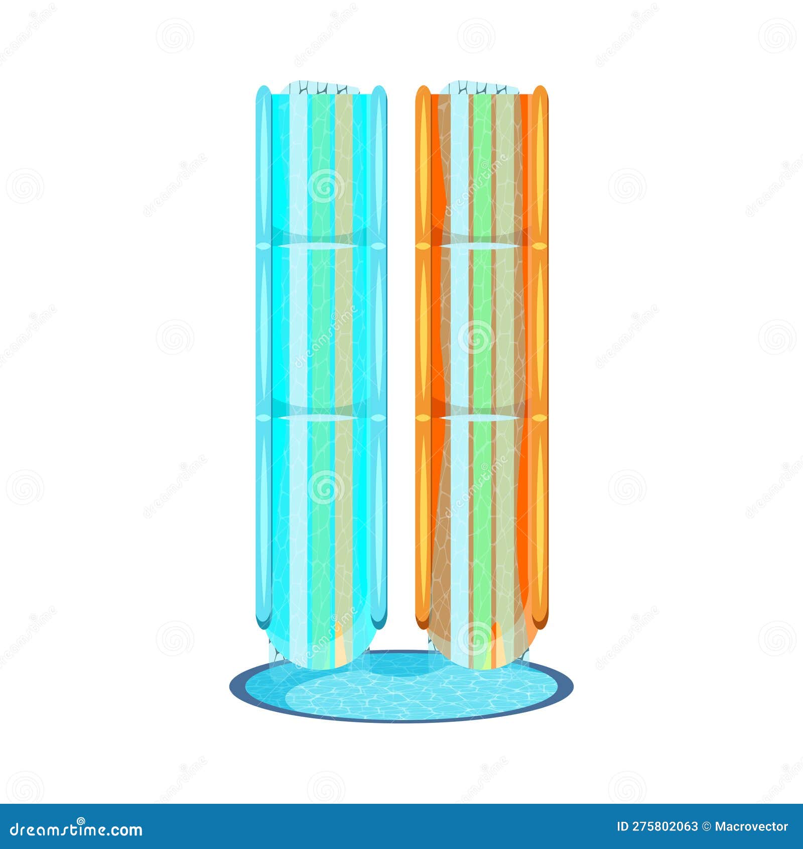 Flat Waterpark Slides Cartoon Vector 275802063