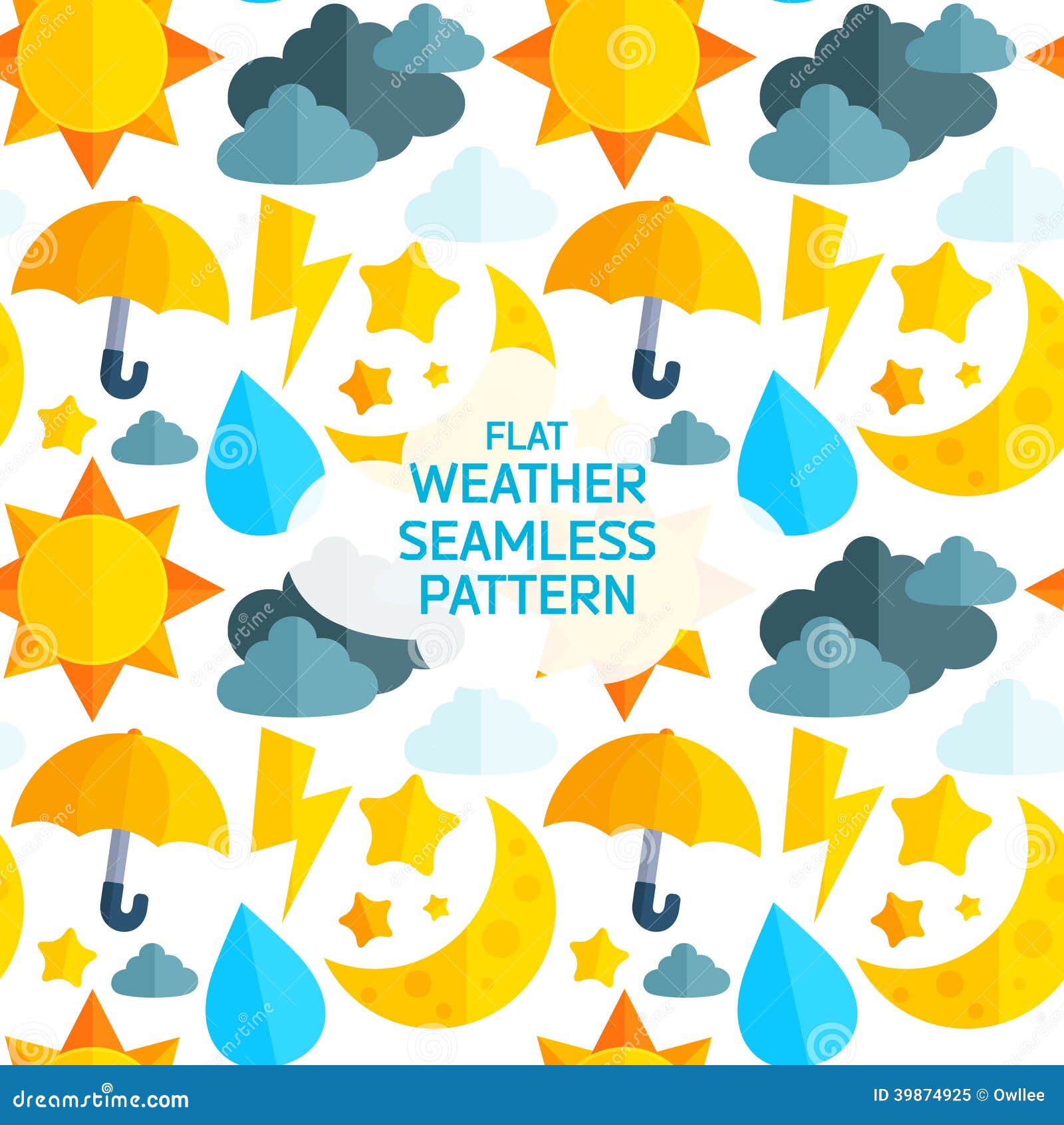 Flat Weather Colorful Seamless Pattern. Stock Vector - Illustration of ...