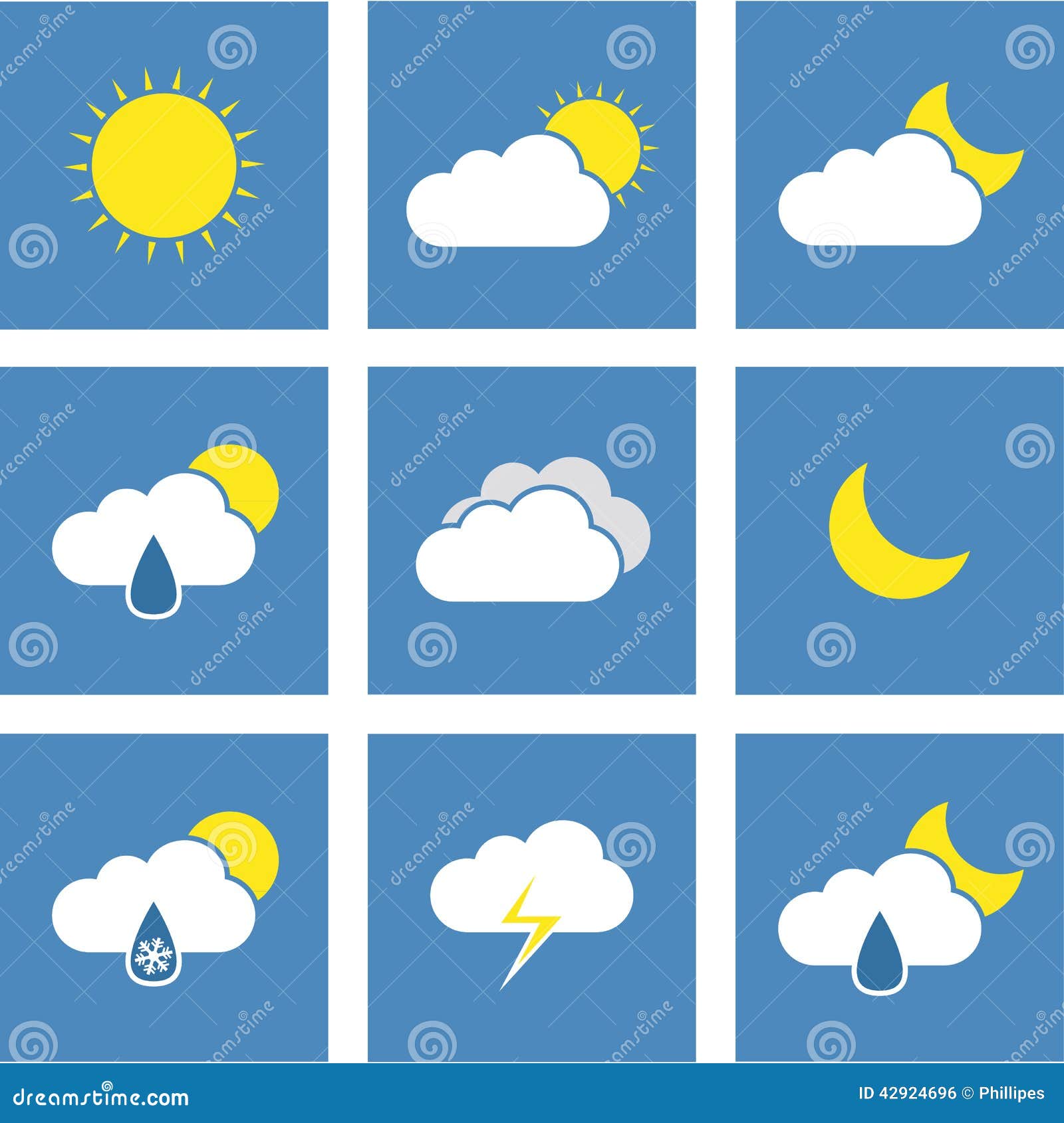Flat Weather Forecast Icons Stock Illustration - Illustration of pretty ...