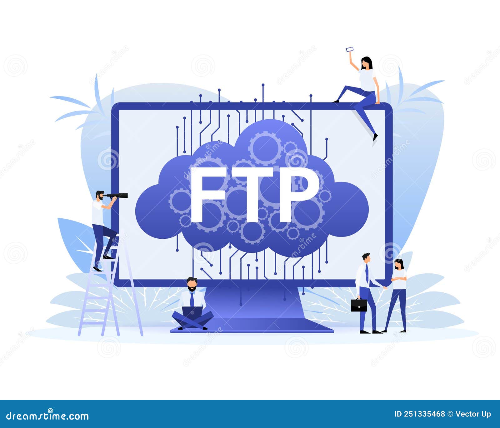 Flat Web Banner with Ftp. Application Interface. Technology Concept ...