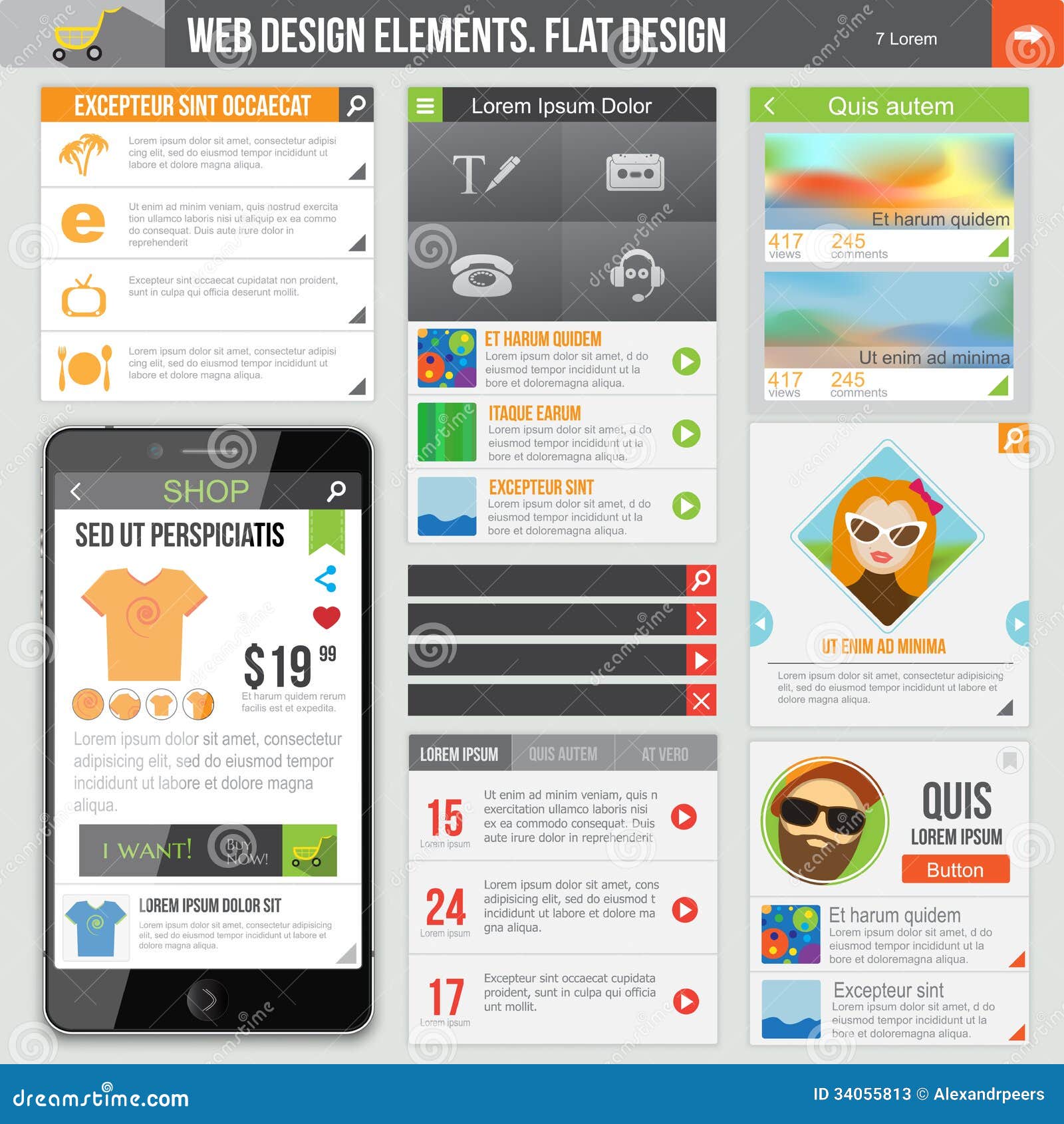 Flat web design stock illustration. Illustration of creative - 34055813