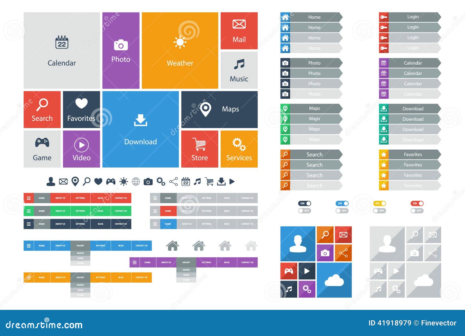 Flat Web Design Elements, Buttons, Icons. Templates for Website. Stock ... Flat Web Design Elements, Buttons, Icons. Templates for Website. Stock ...