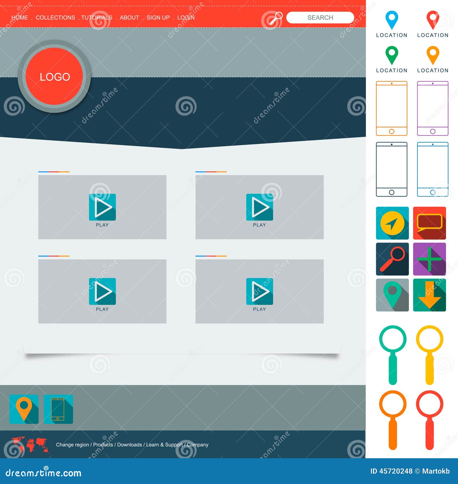 Flat Web Design Elements. Templates for Website Stock Vector ...