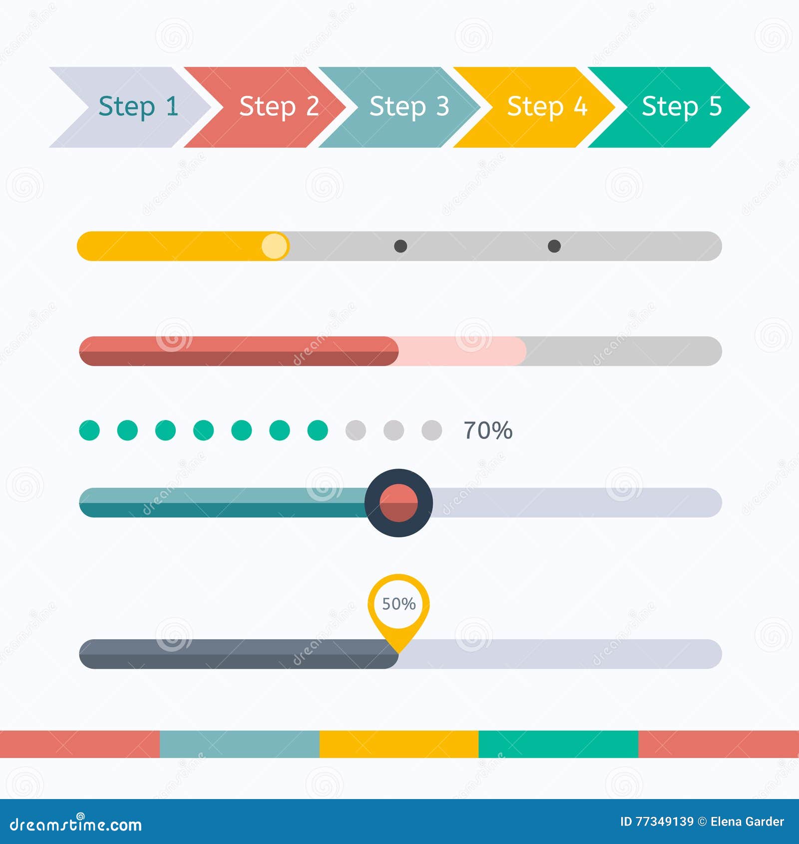 Flat Web Design Progress Bars Set. Vector Illustration Stock Vector ...