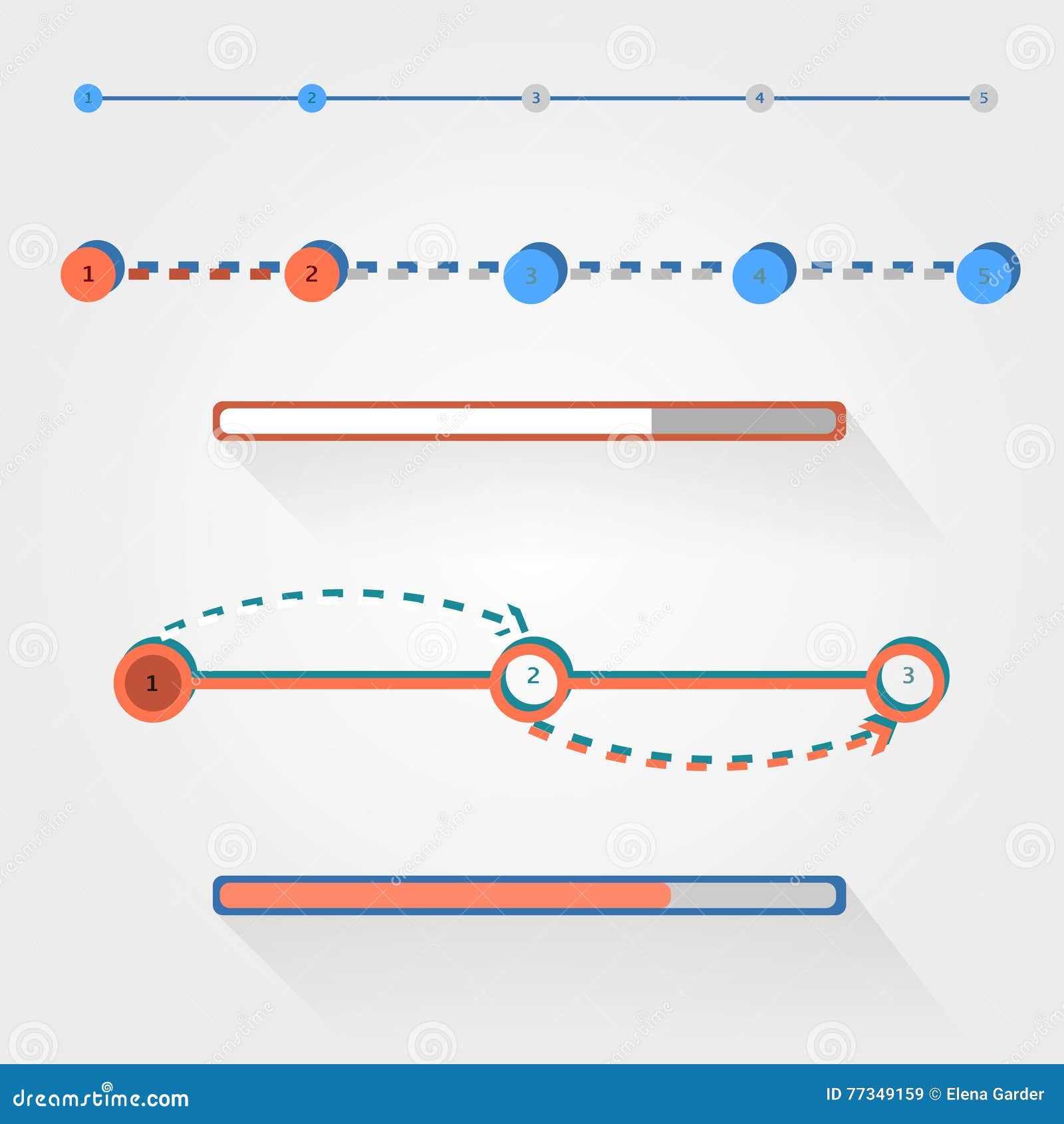 Flat Web Design Progress Bars Set. Vector Illustration Stock Vector ...
