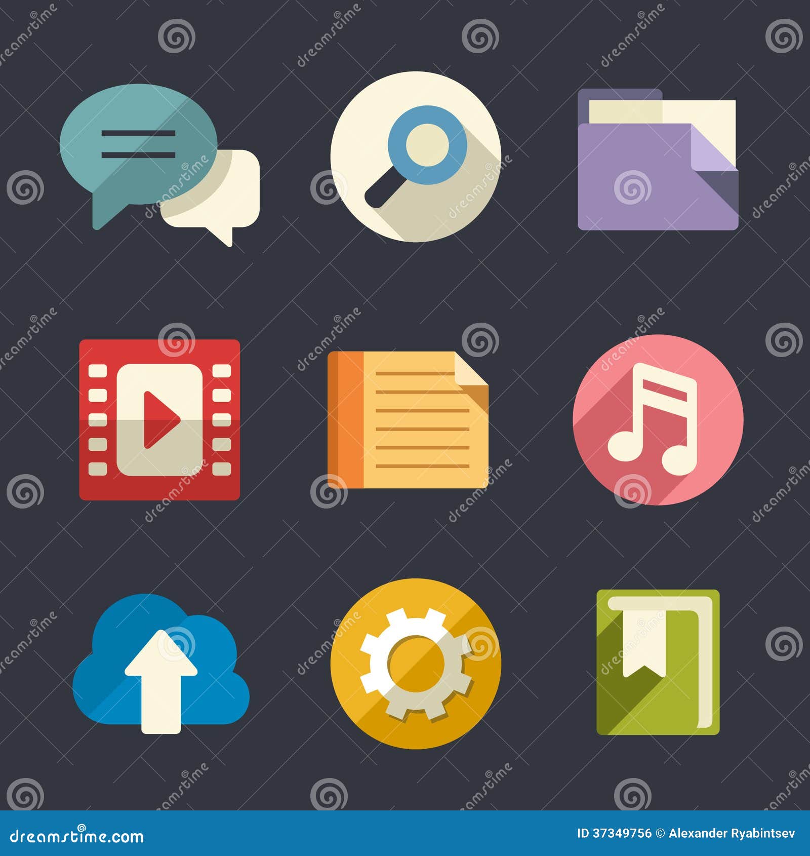 Flat web icon set stock vector. Illustration of invitation - 37349756