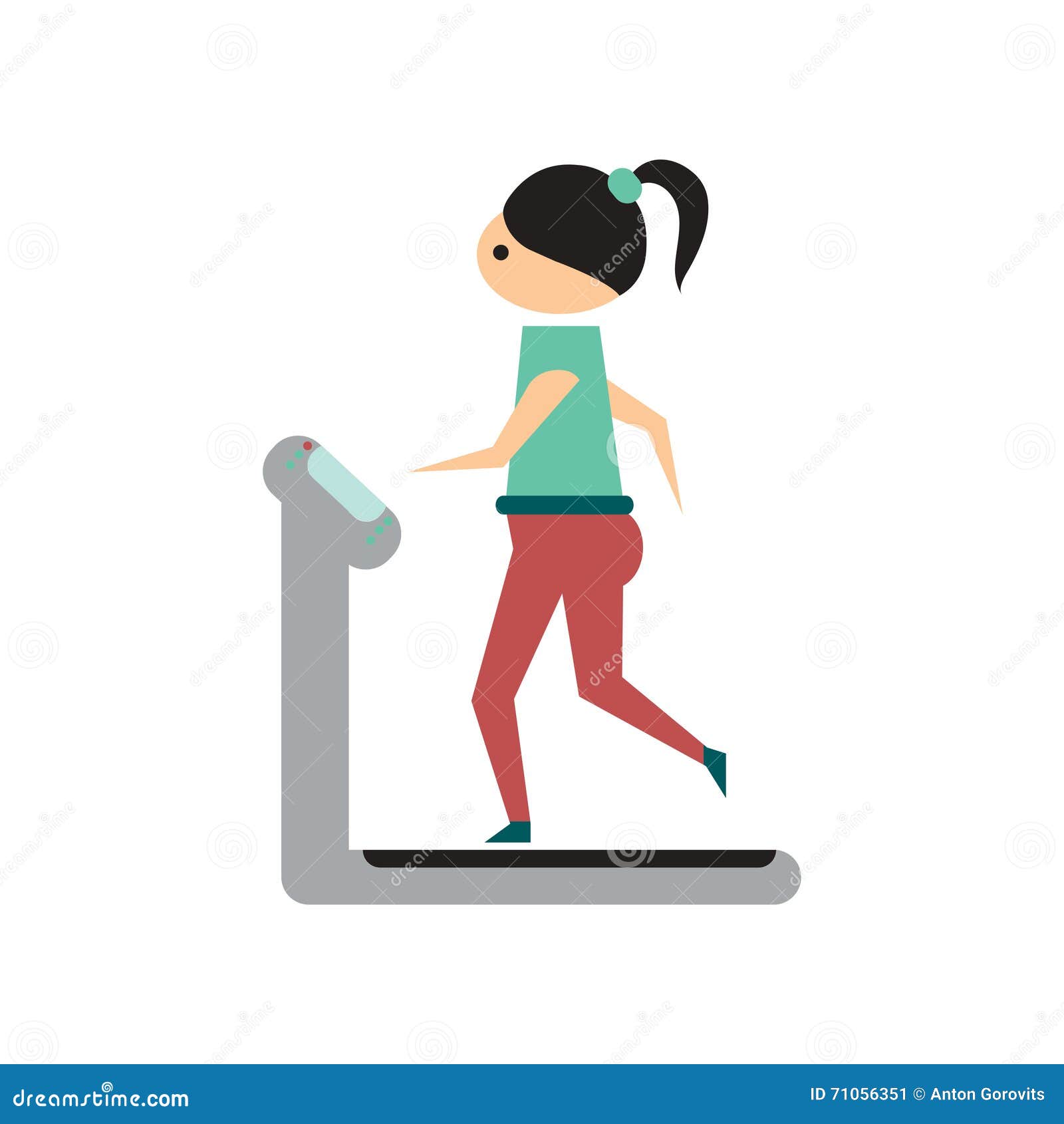 Girl Run On Treadmill Cartoon Vector Illustration | CartoonDealer.com ...