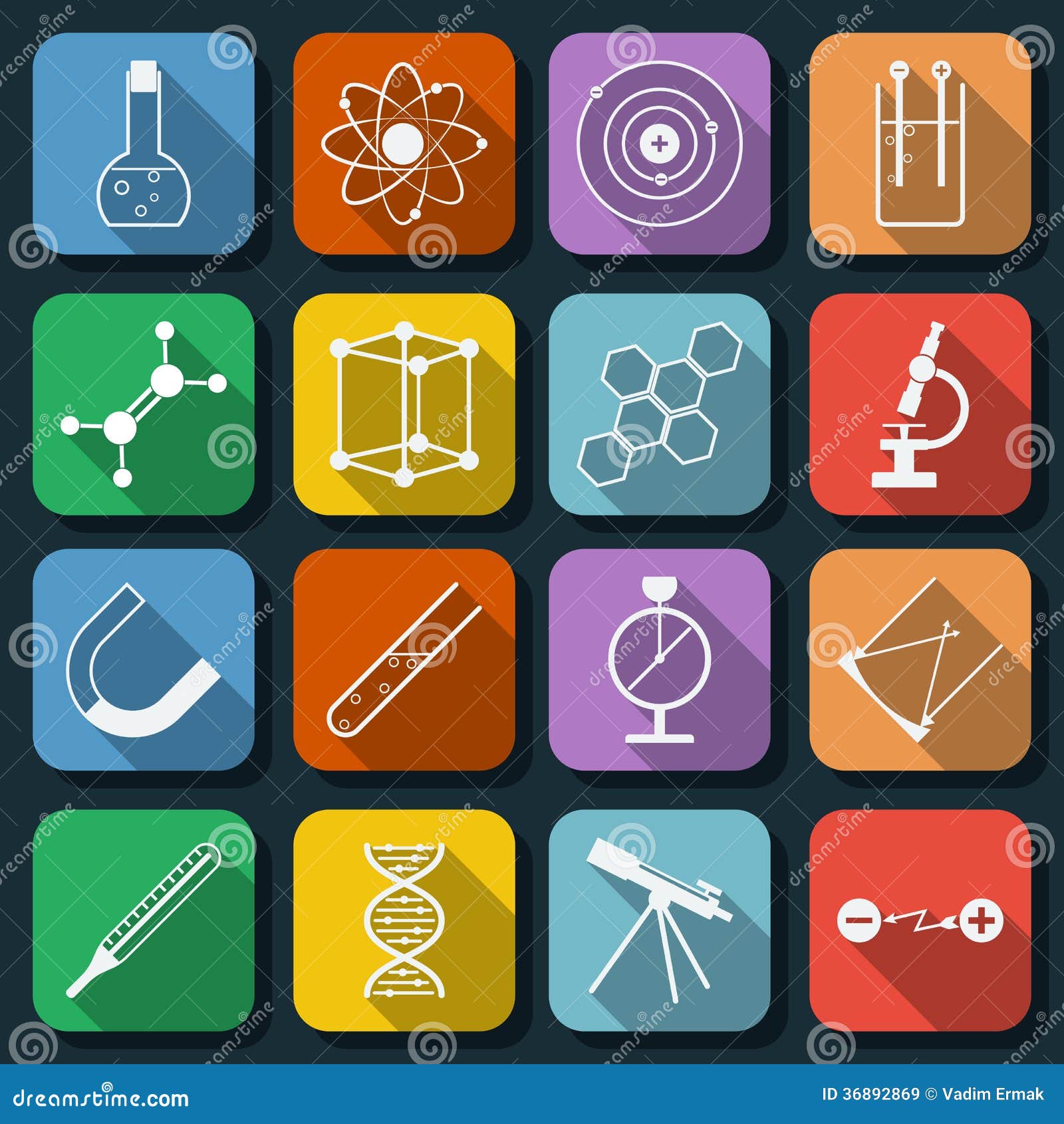 Science Web Icons Vector Set Stock Vector - Illustration of button ...