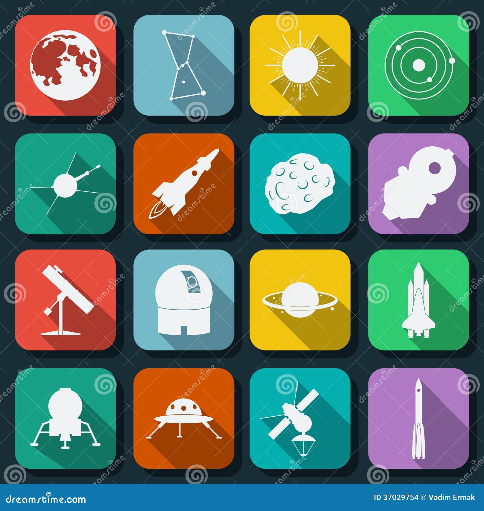 Space web icons vector set stock vector. Illustration of moon - 37029754