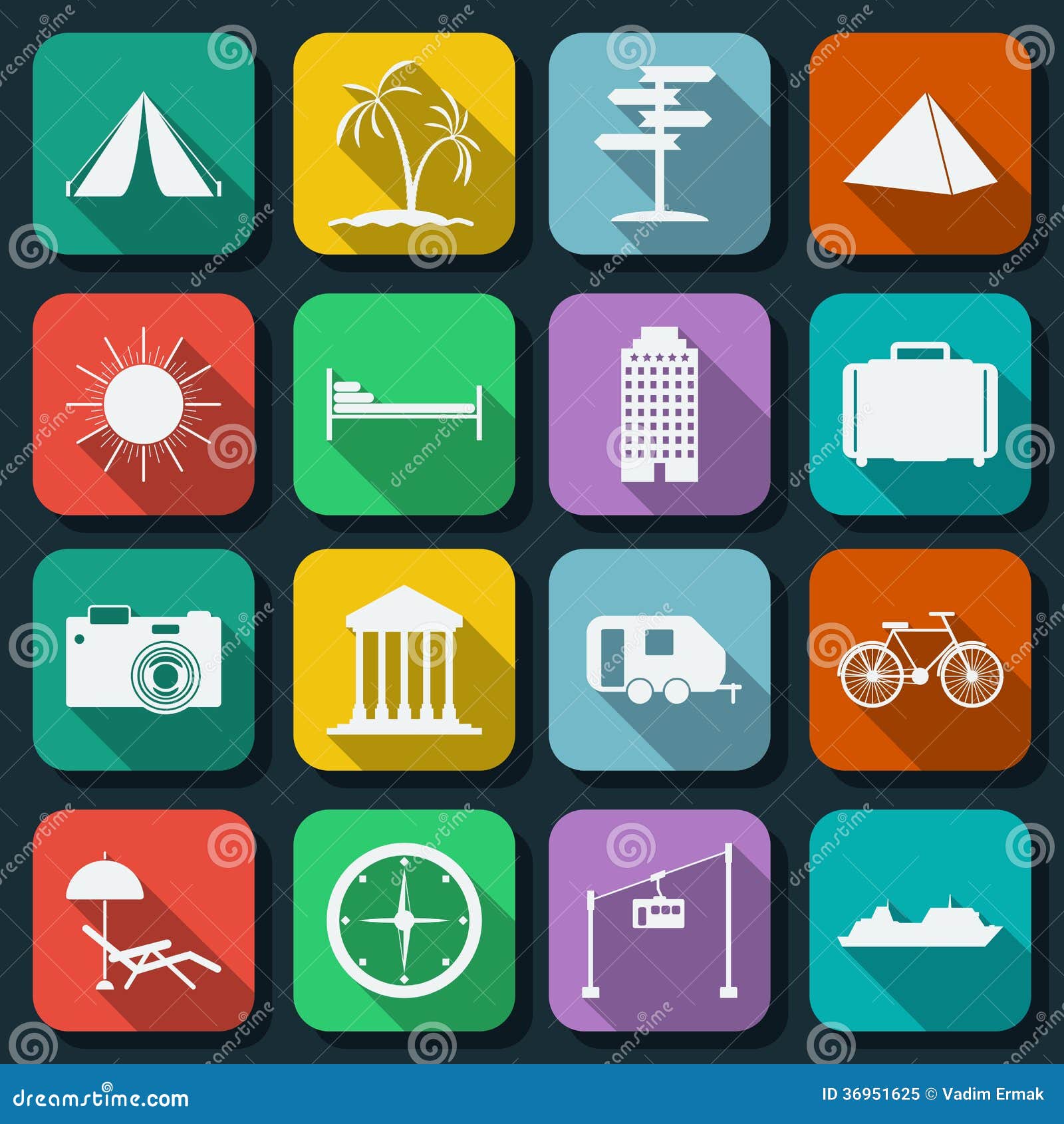 Travel Web Icons Vector Set Stock Vector - Illustration of direction ...