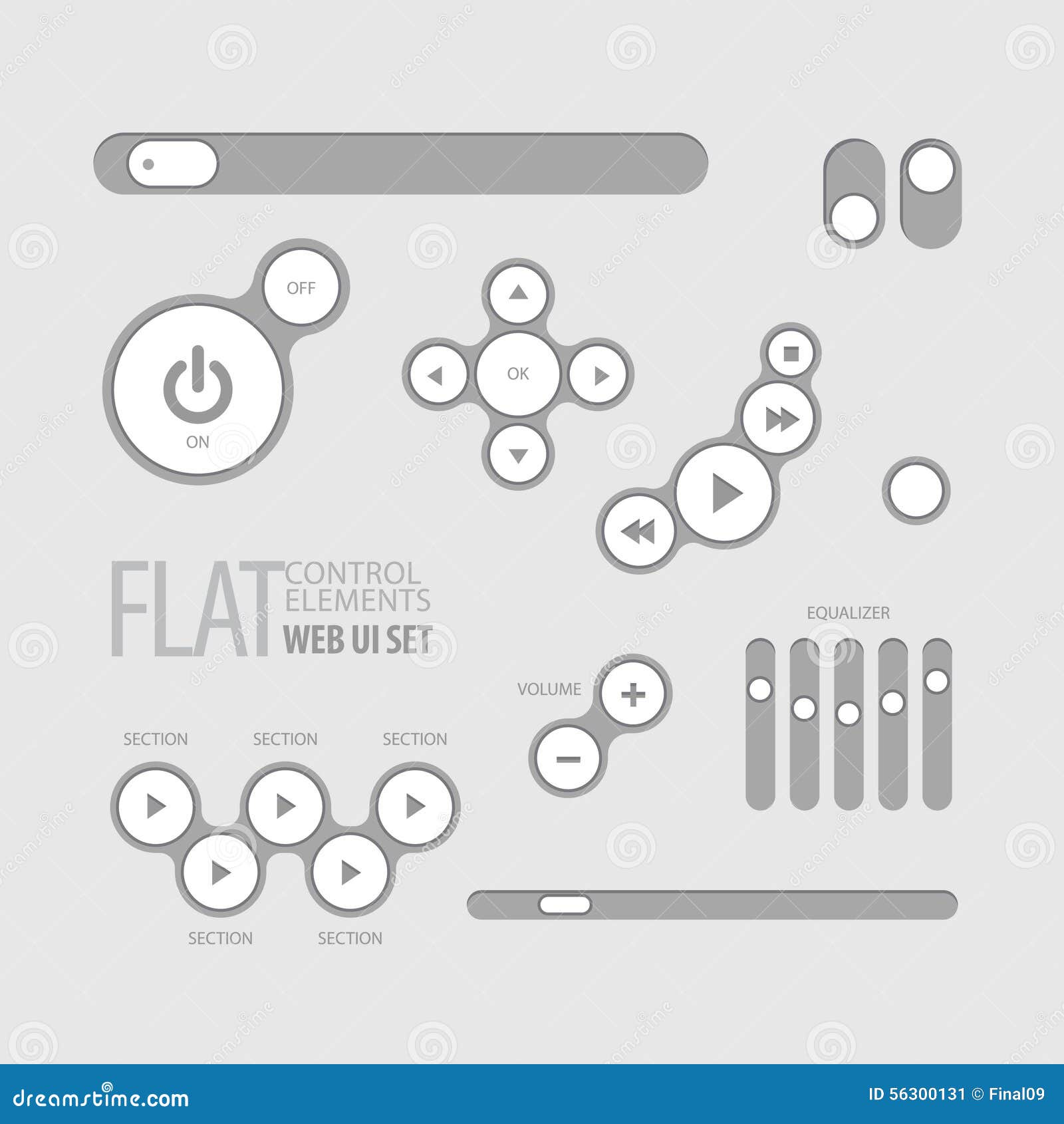 Flat Web UI Elements Design Gray Stock Vector - Illustration of power ...