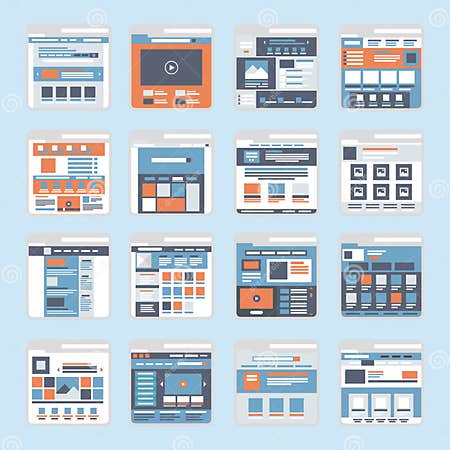 Flat Website Interface Windows Vector Stock Vector - Illustration of ...