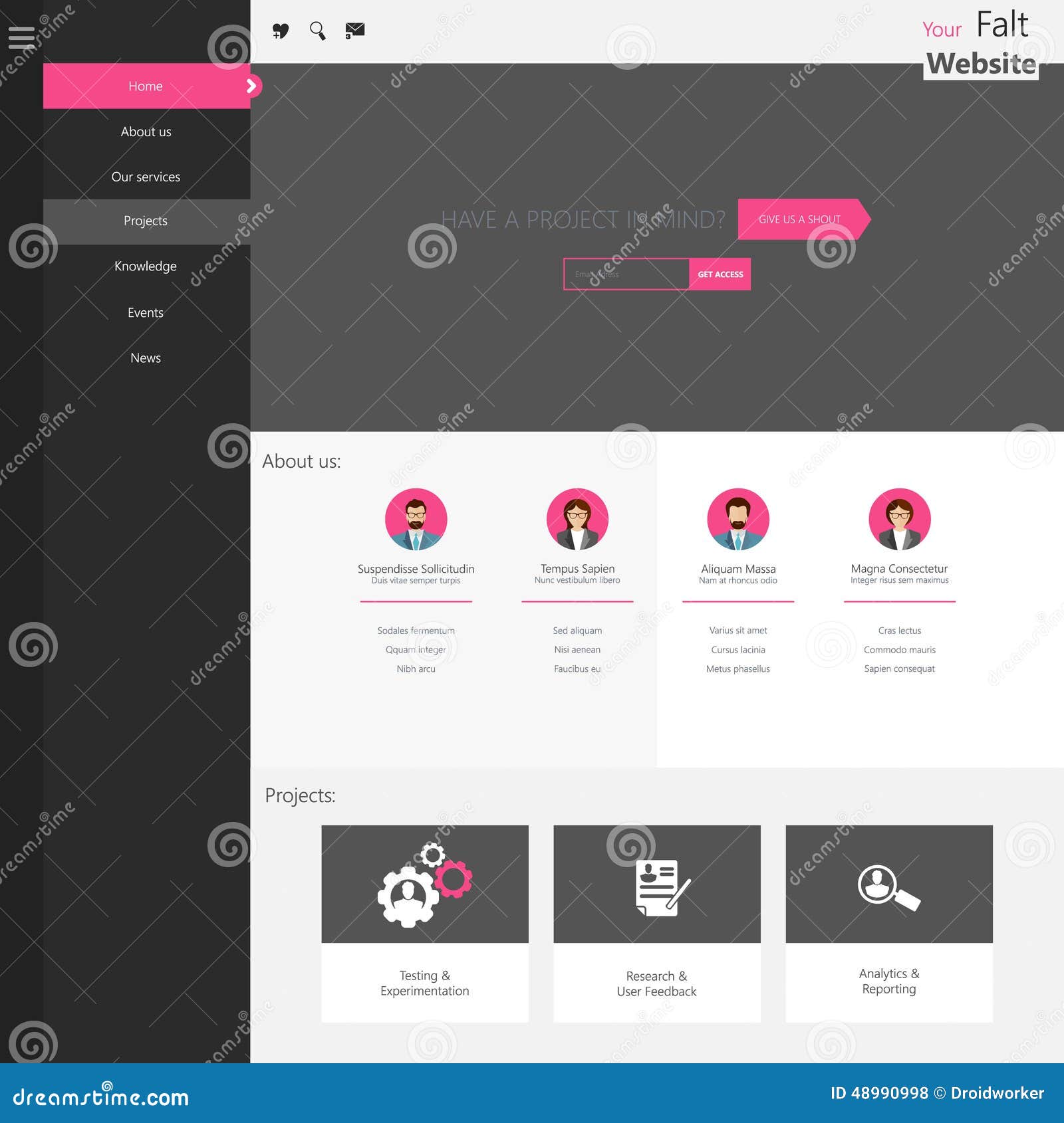 Flat Website Template (Homepage, Portfolio, about, Contact) Stock ...