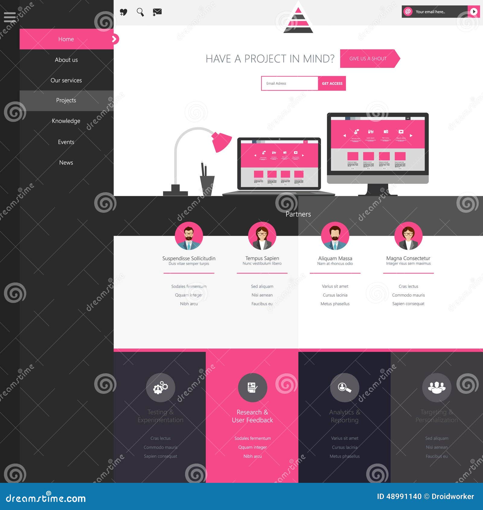 Flat Website Template (Homepage, Portfolio, about, Contact) Stock ...