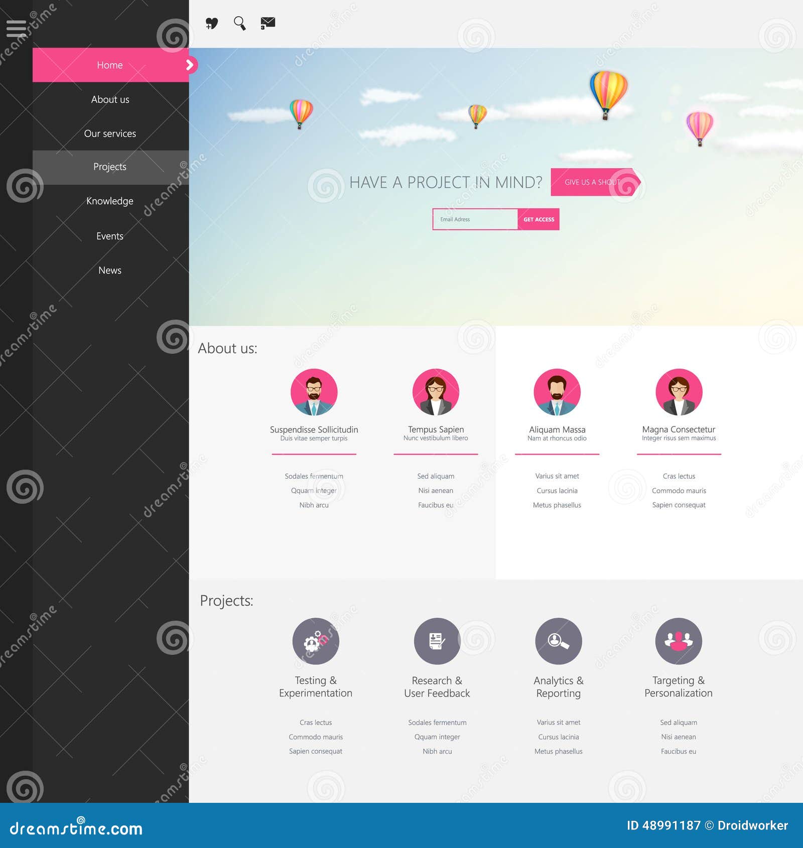 Flat Website Template (Homepage, Portfolio, about, Contact) Stock ...