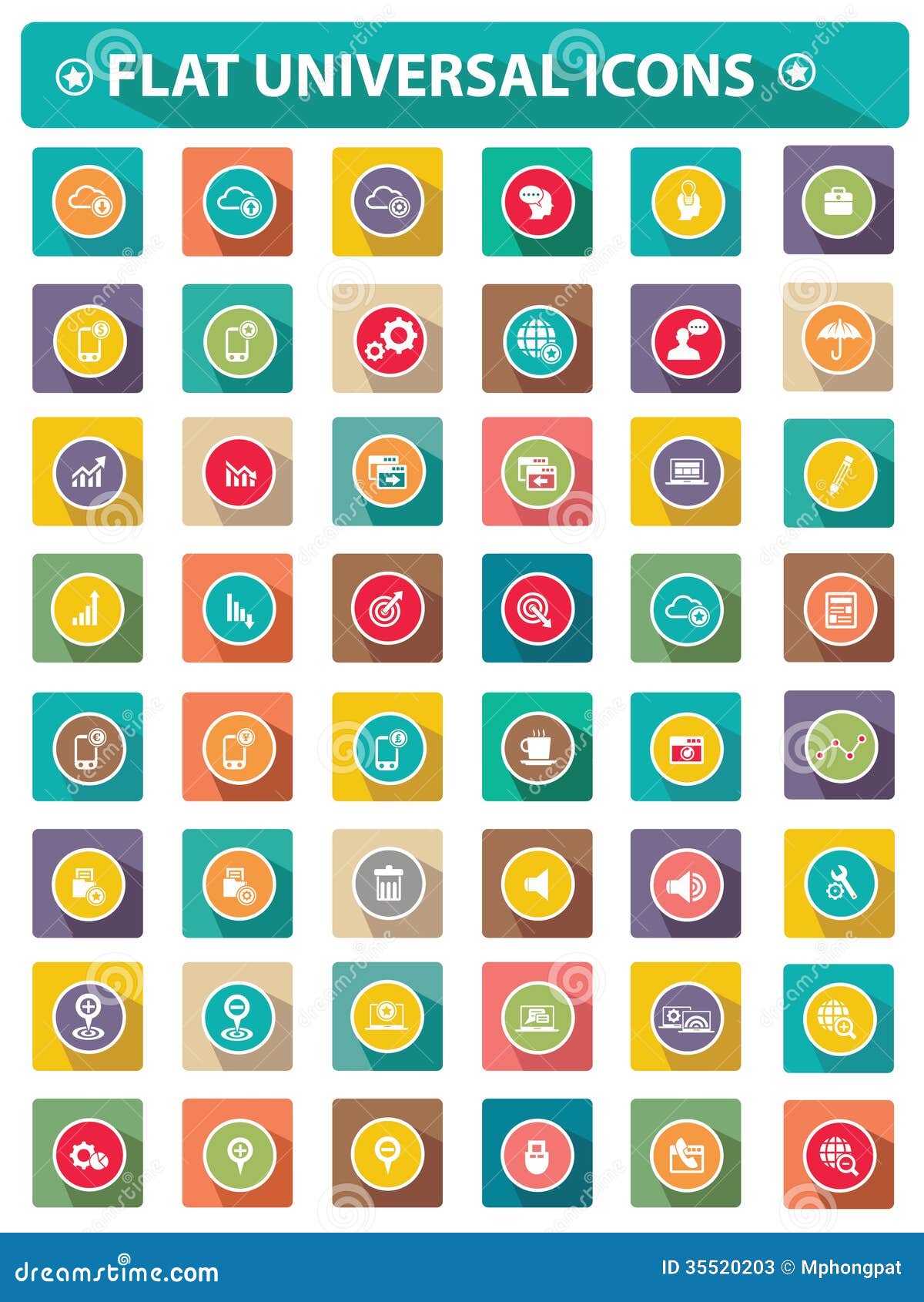 Flat Website Universal Icons Stock Vector - Illustration of news, lock ...