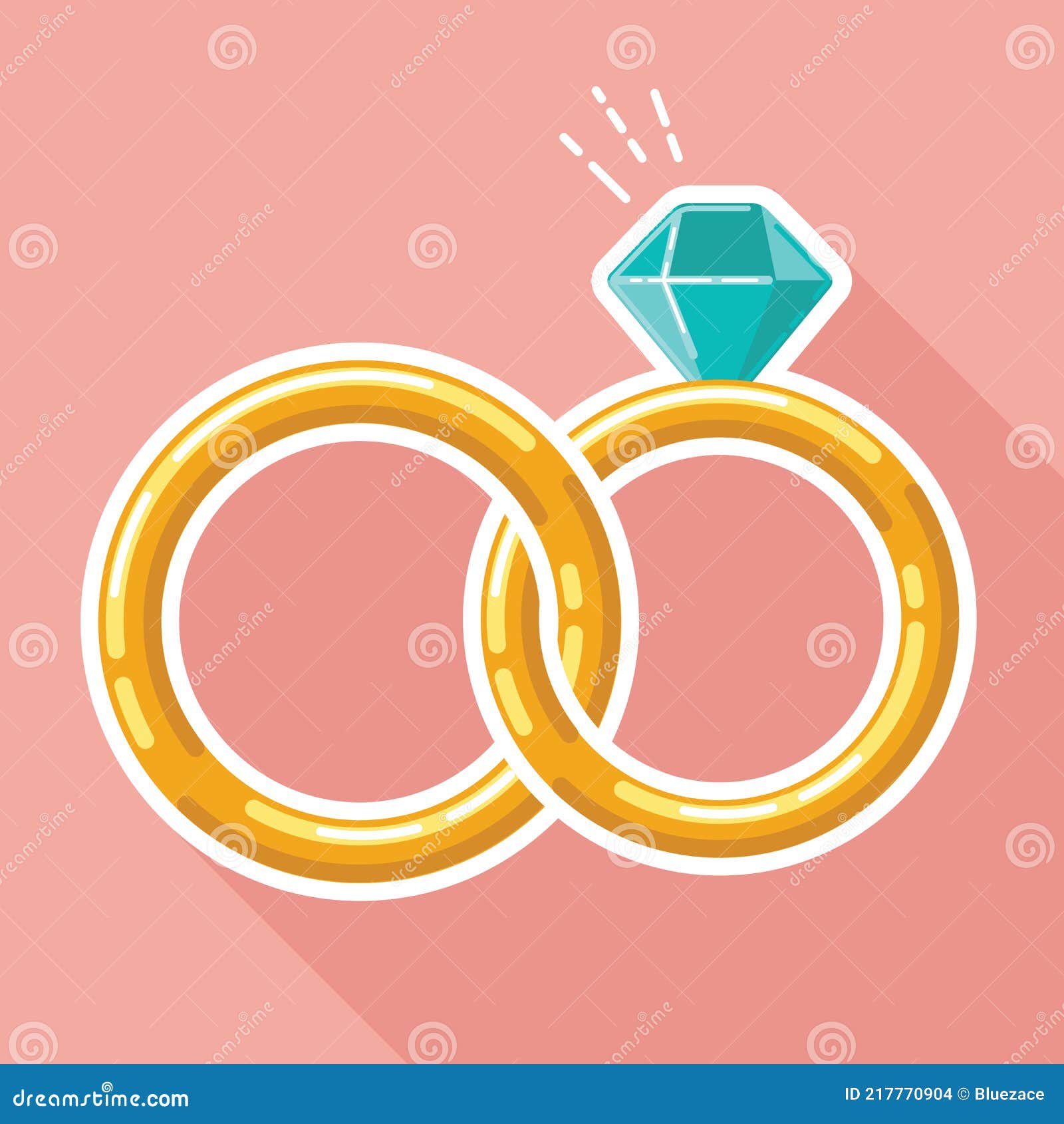 Flat Wedding Ring Linked Style Design Isolated Illustration Drawing ...