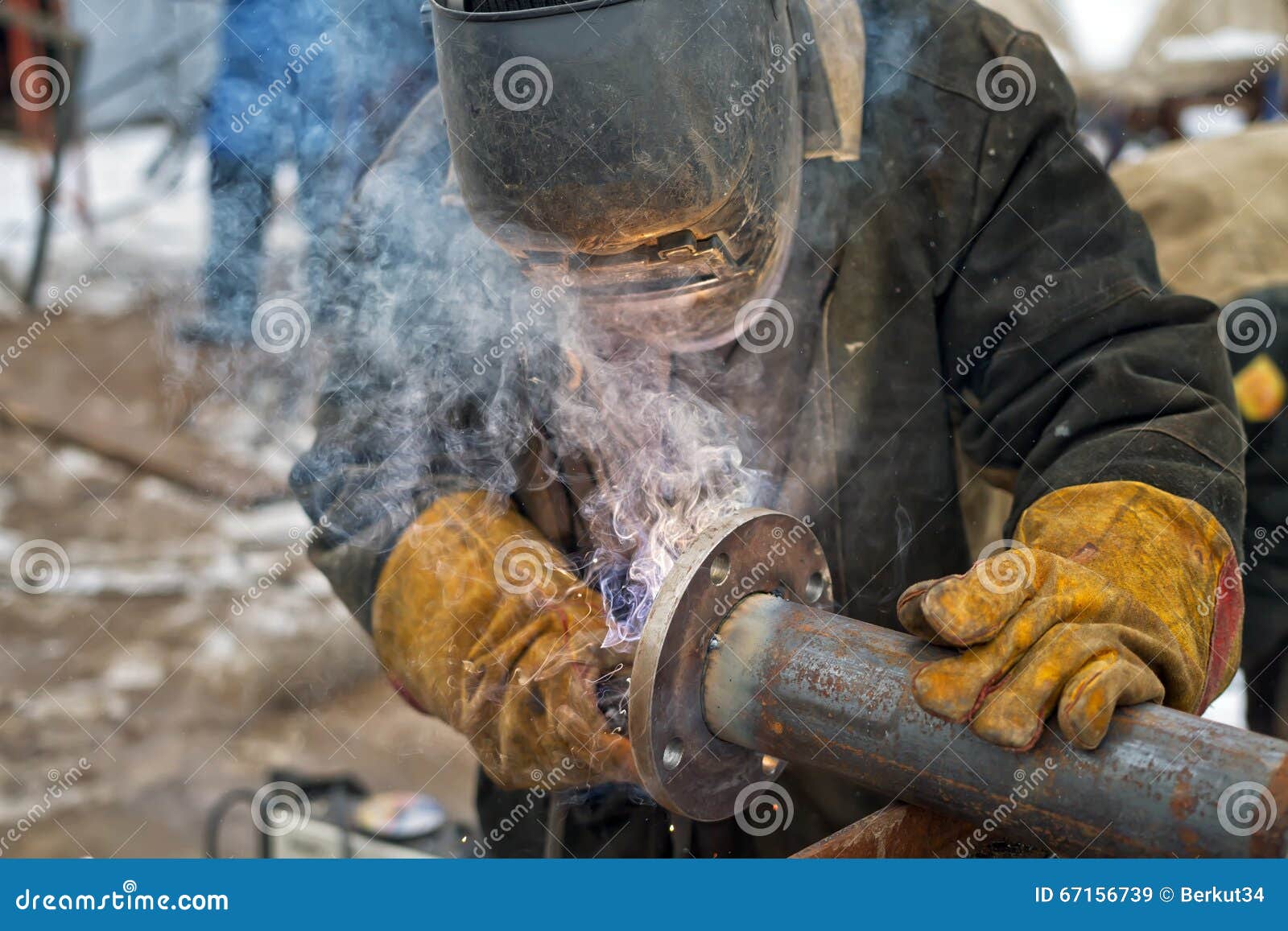 Flat Welding Flange To the Pipe Steel Stock Image - Image of pipe ...