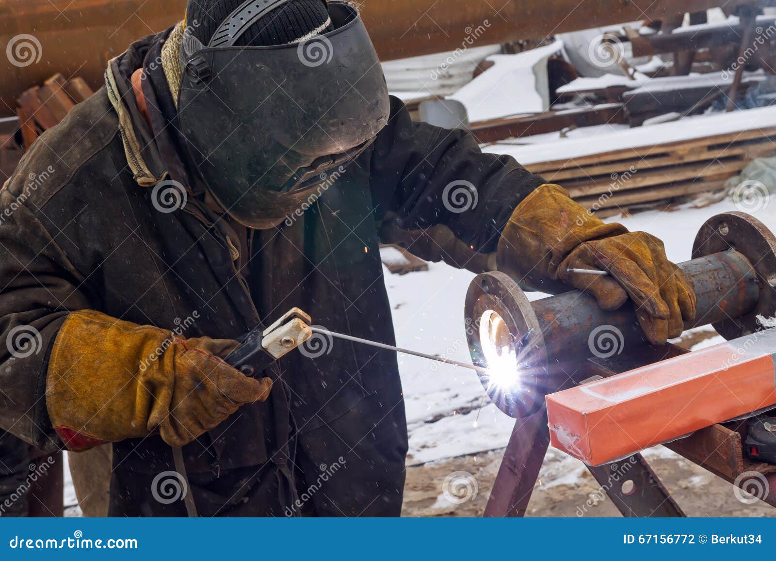 Flat Welding Flange To the Pipe Steel Stock Photo - Image of protection ...