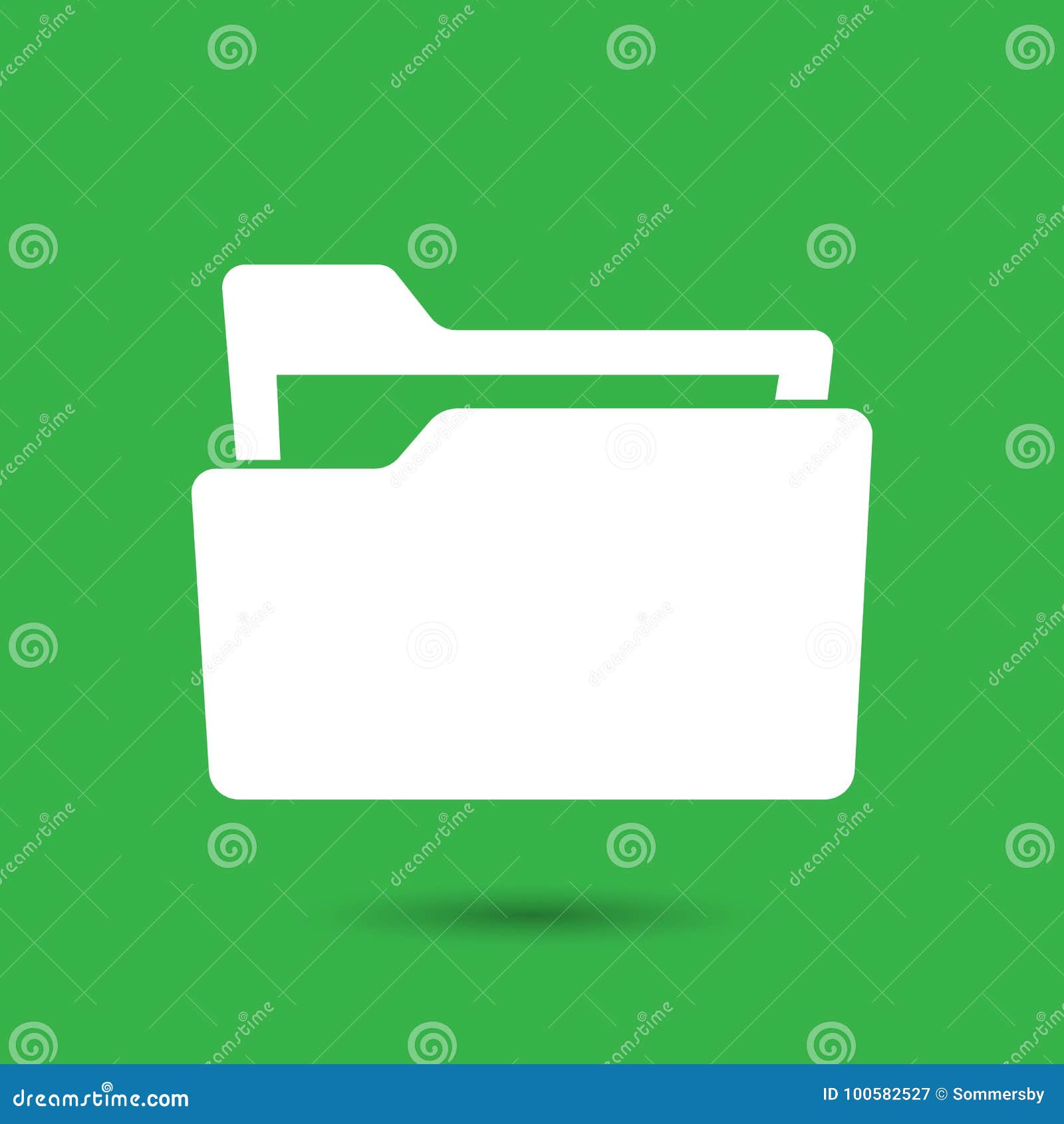 Flat white folder icon stock vector. Illustration of binder - 100582527