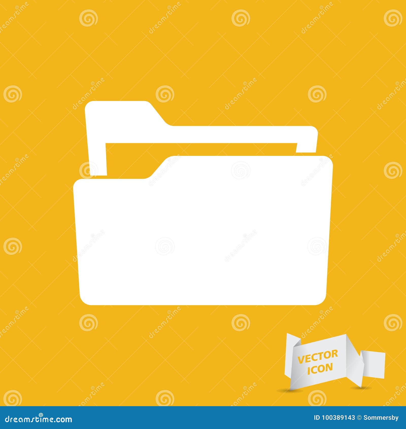 Flat white folder icon stock vector. Illustration of office - 100389143